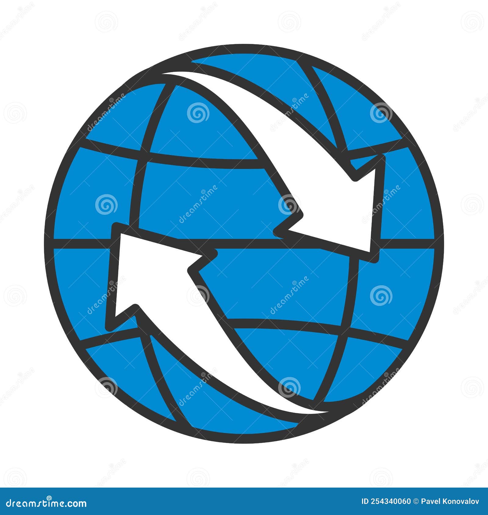 Icon of Globe with Arrows stock vector. Illustration of icon - 254340060
