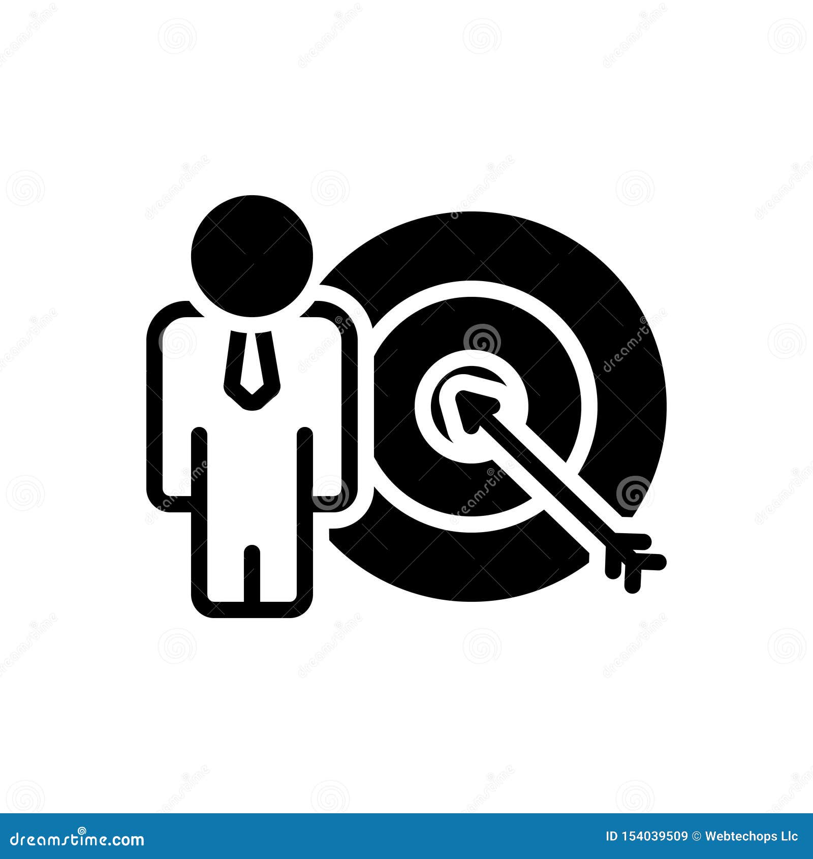 Black Solid Icon for Goals Achieve, Target and Dart Stock Vector ...