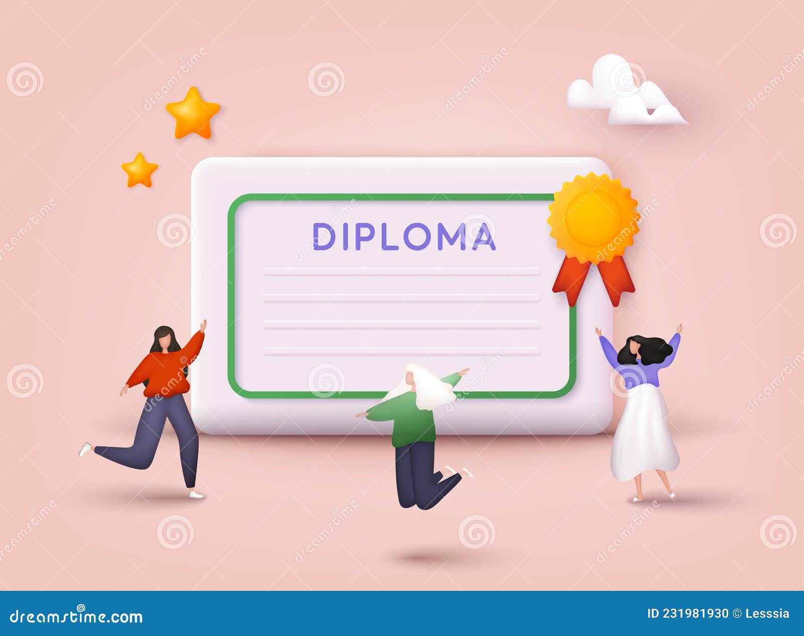 Icon of Graduation Certificate with Happy People, Diploma. Winner ...