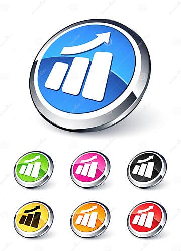 Icon graph up stock vector. Illustration of blue, glossy - 11839073