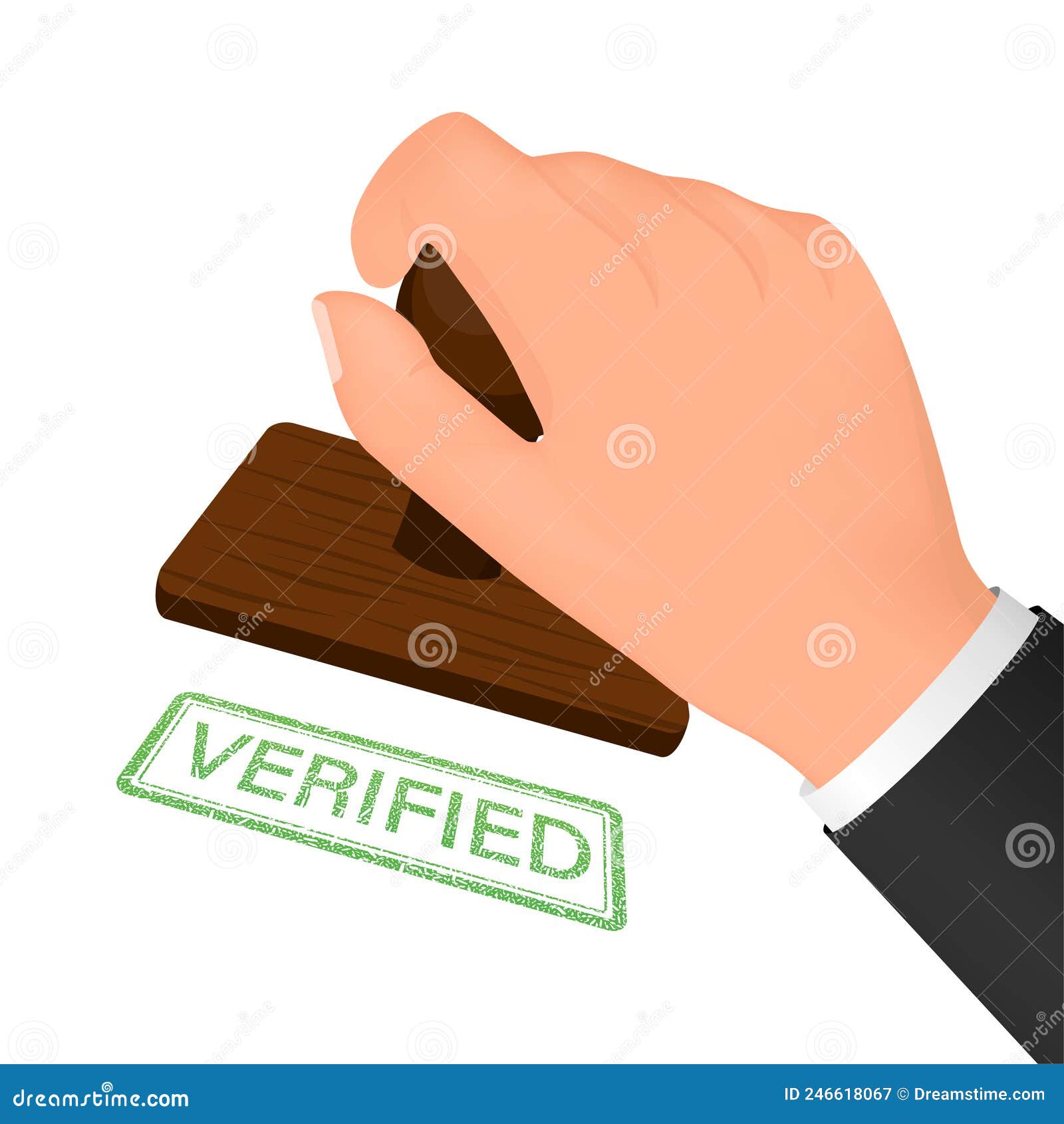 Icon with Green Verify Stamp on White Backdrop. Business Vector Icon ...