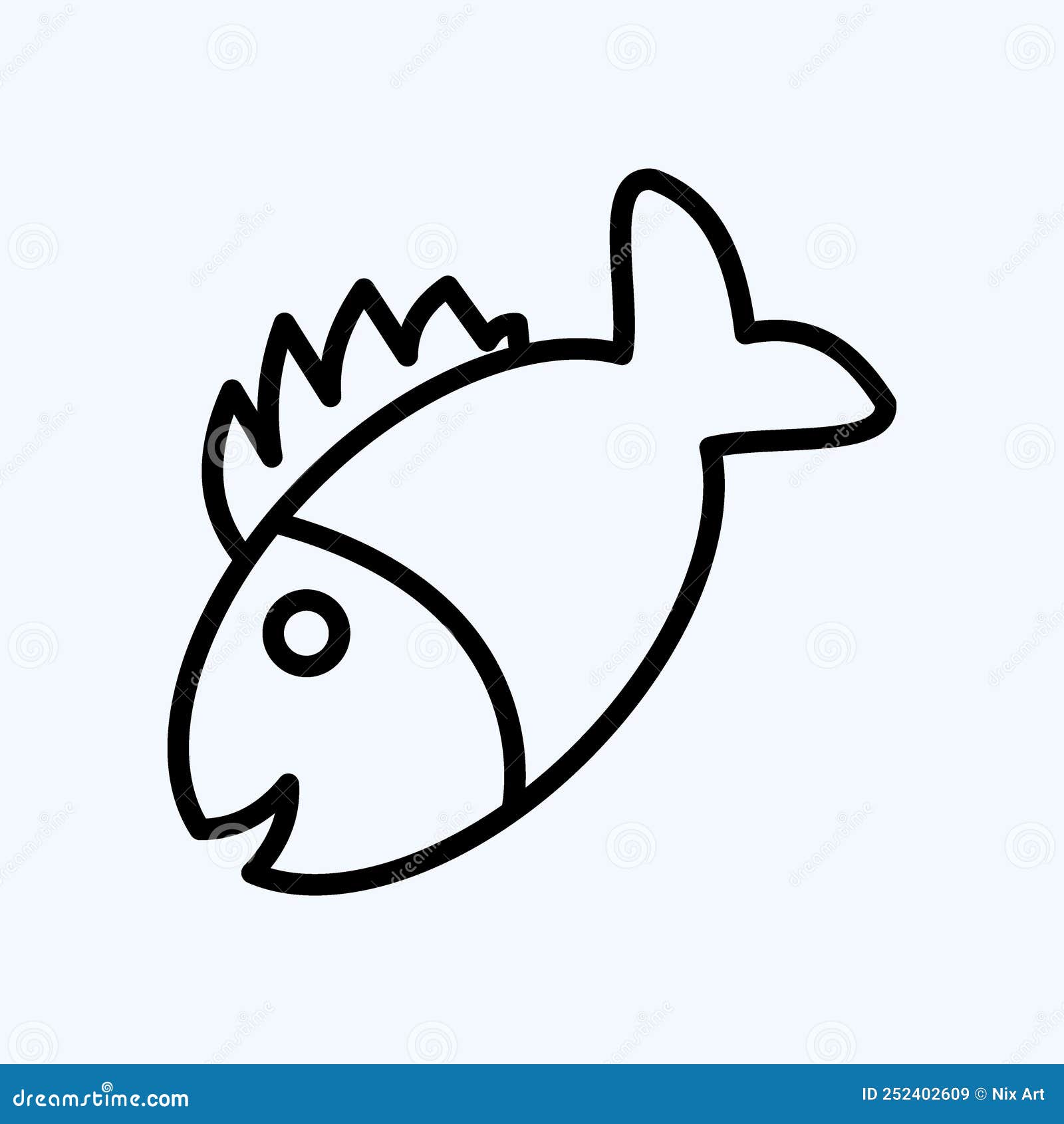 Icon Grilled Fish. Suitable for Meat. Line Style. Simple Design ...