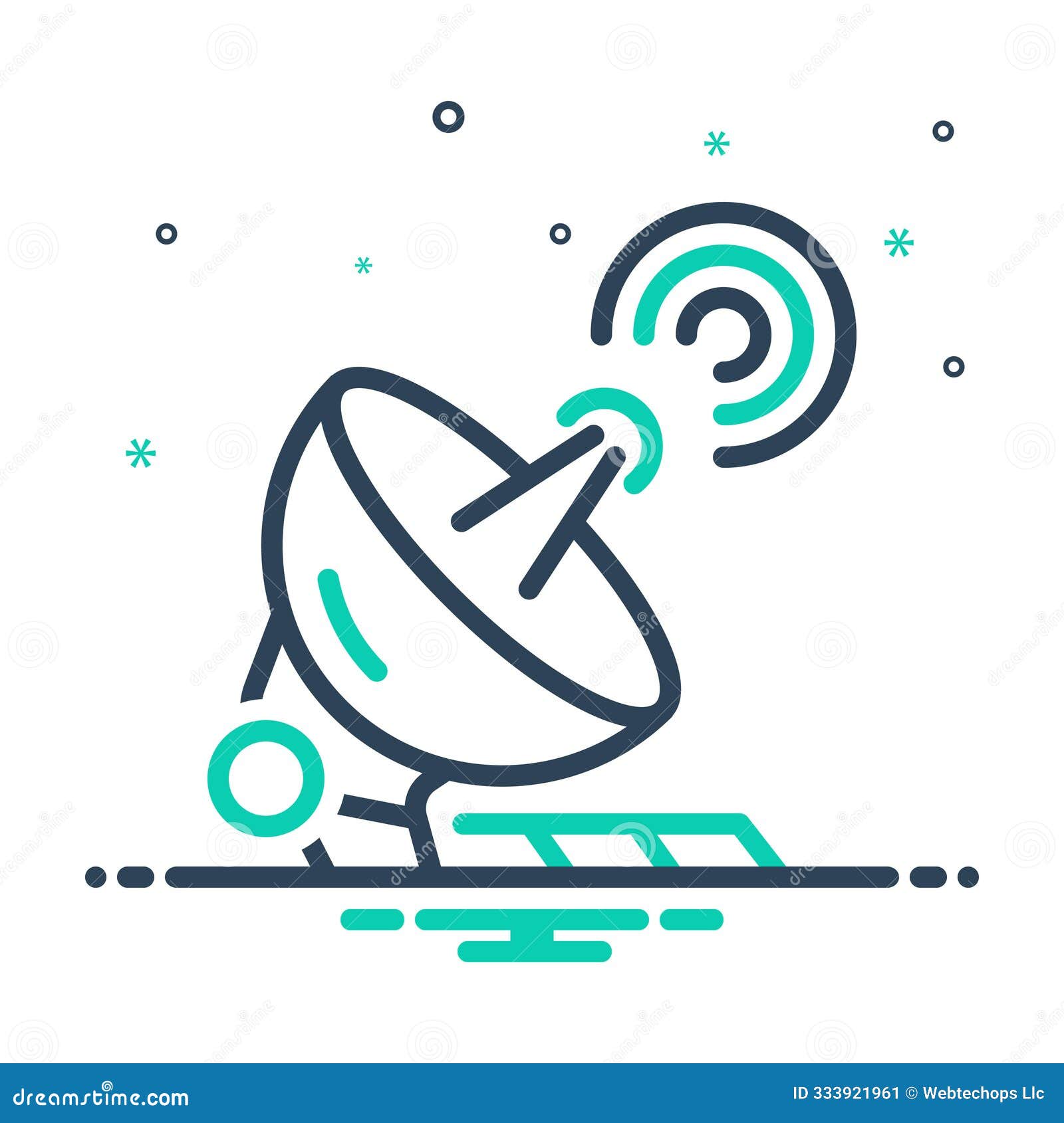 Ground Station Relays Satellite Signals Globally.Cartoon Retro Abstract ...