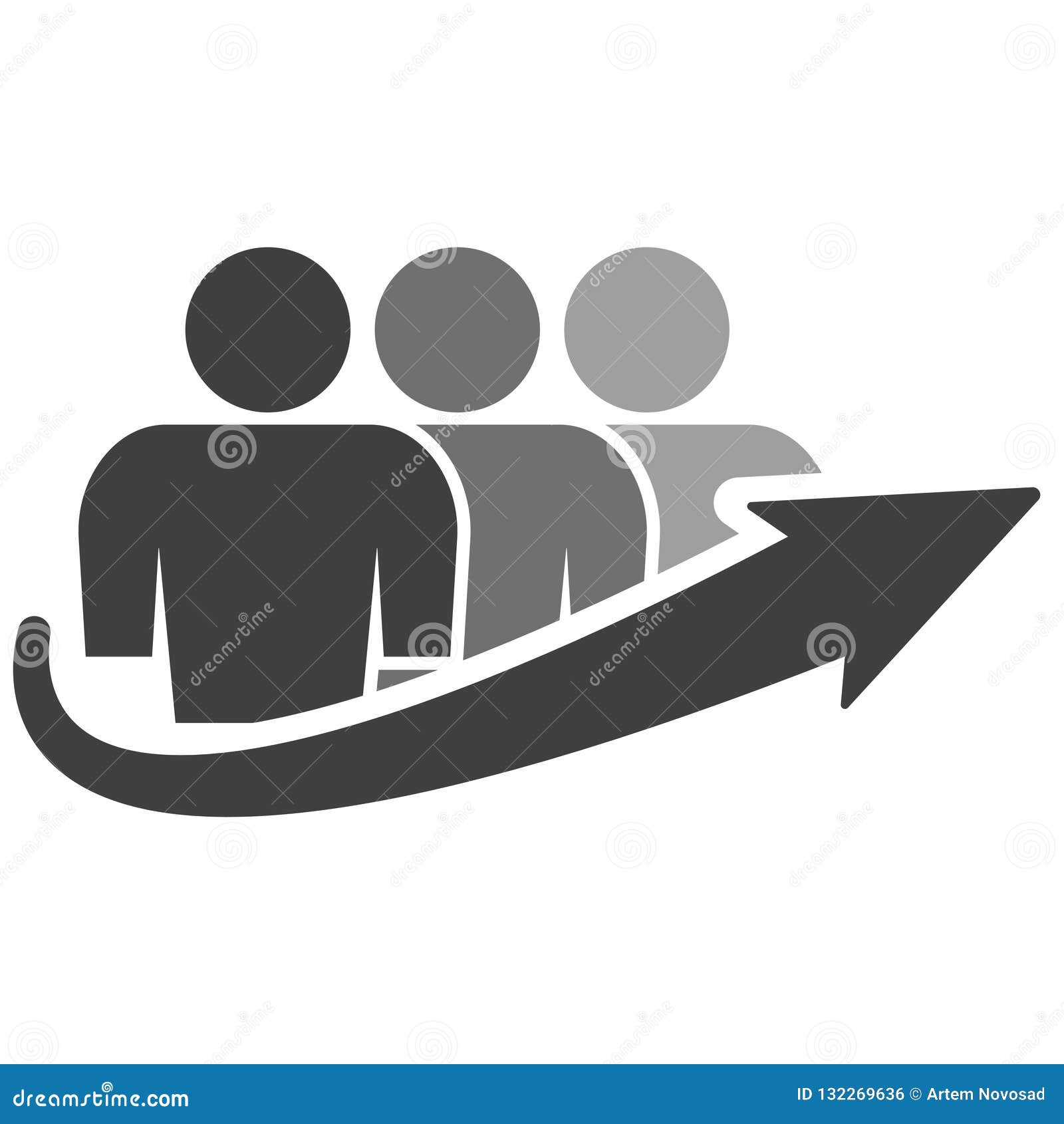 Icon of a Group of People of Three People and an Arrow of Growth ...