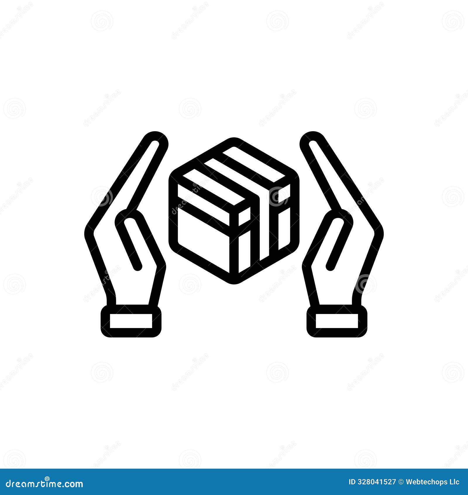 Black Line Icon for Hand with Care, Hand Care and Delivery Stock ...