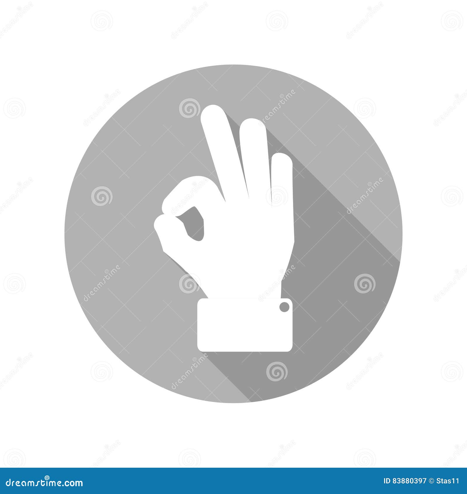 Icon Hand Everything is OK on the Gray Circle in a Flat Design Stock ...