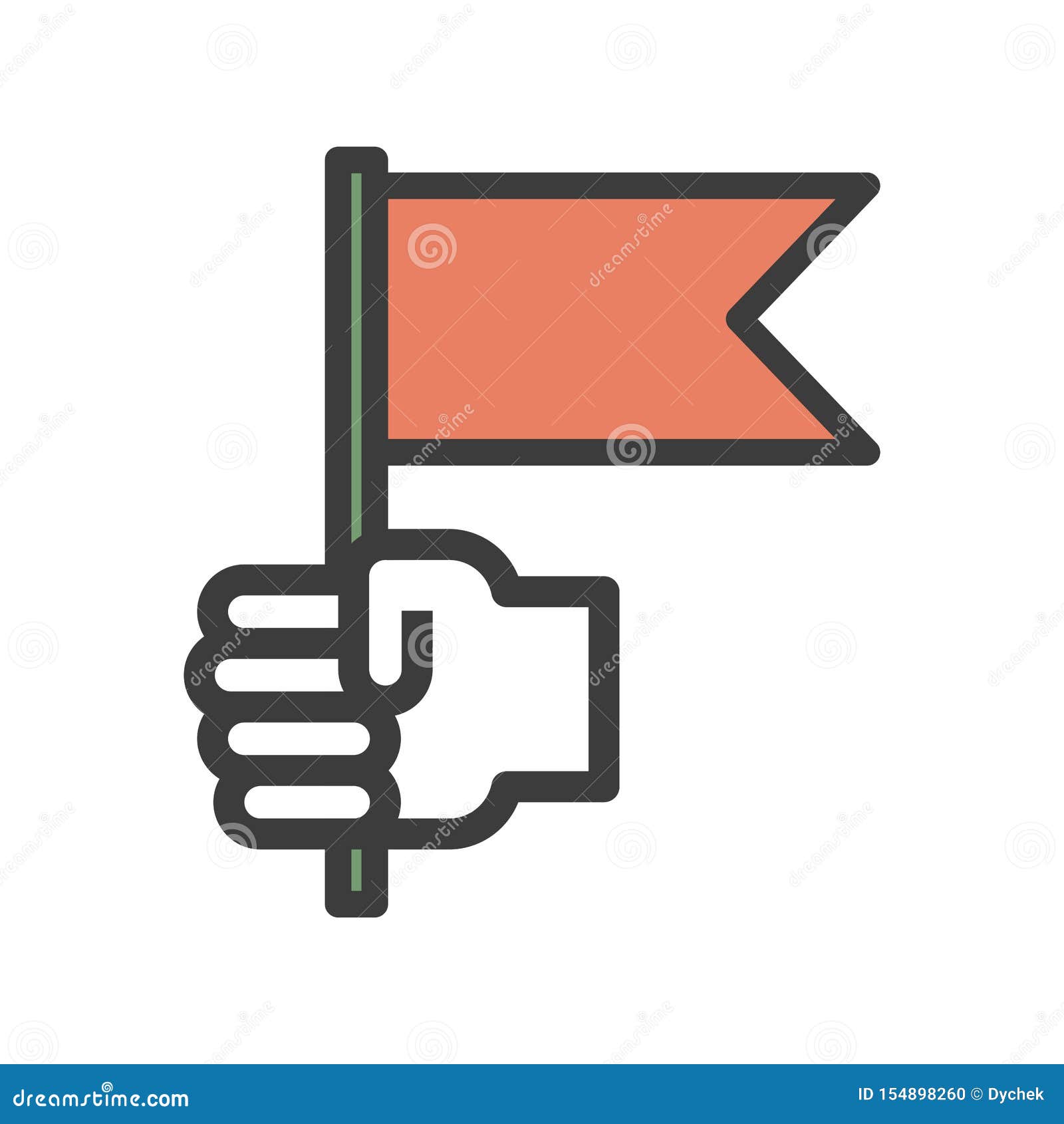 Icon of the Hand Holding the Flag. Symbol of Winner. Simple Vector ...