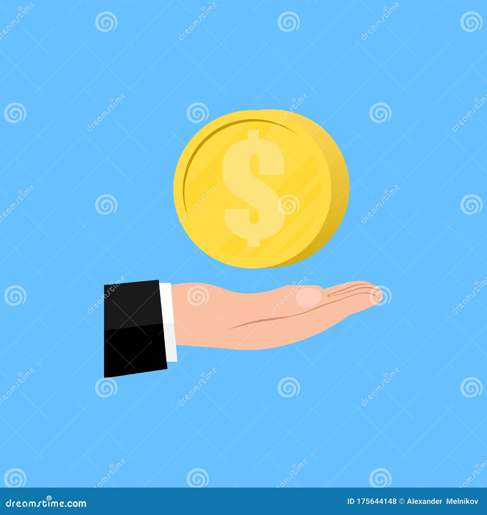 Icon of Hand Holding Gold Coin. Vector Illustration Eps 10 Stock ...
