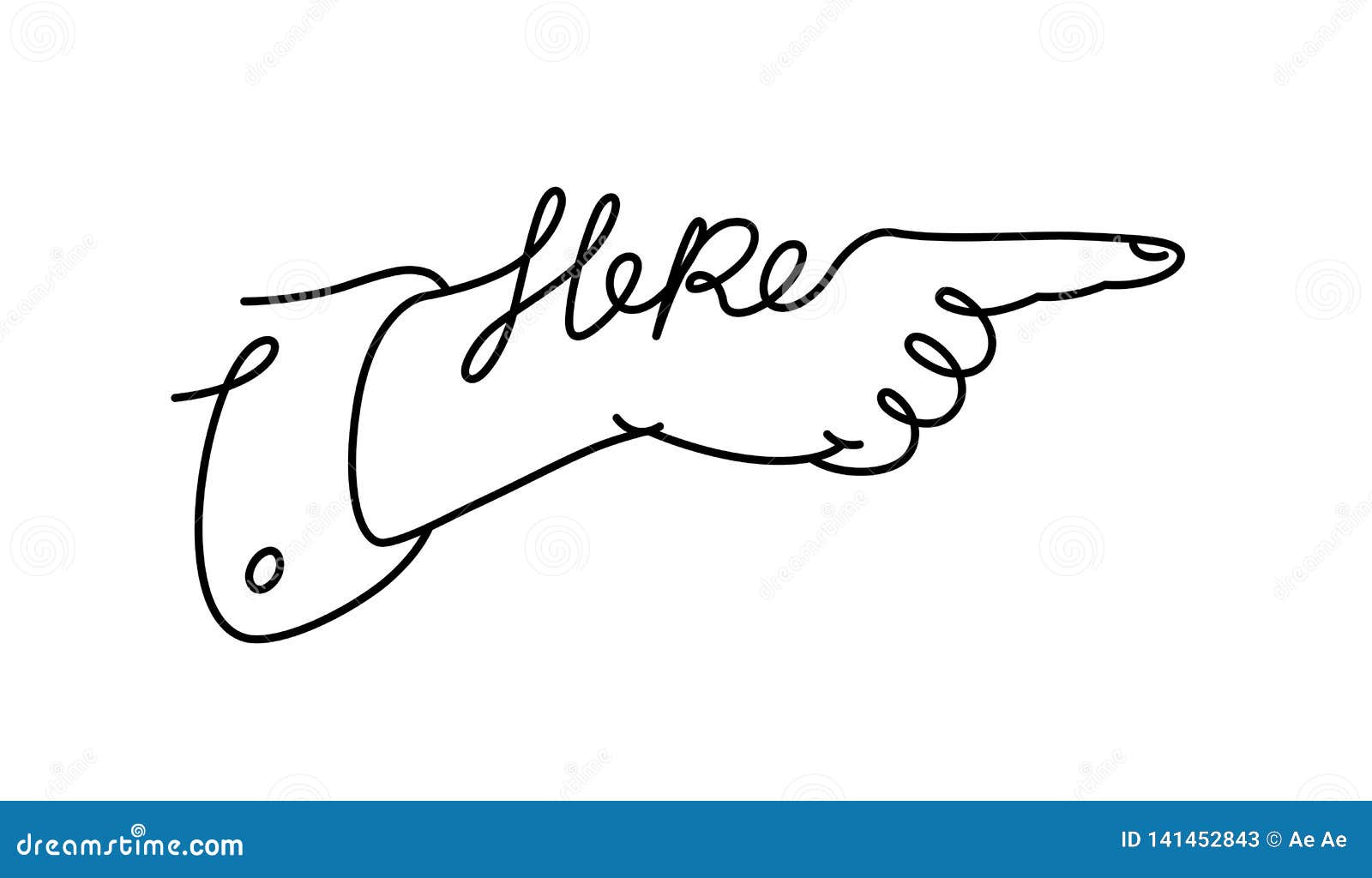 Icon Hand Pointer with the Word Here. Vector. Vintage Logo for the ...