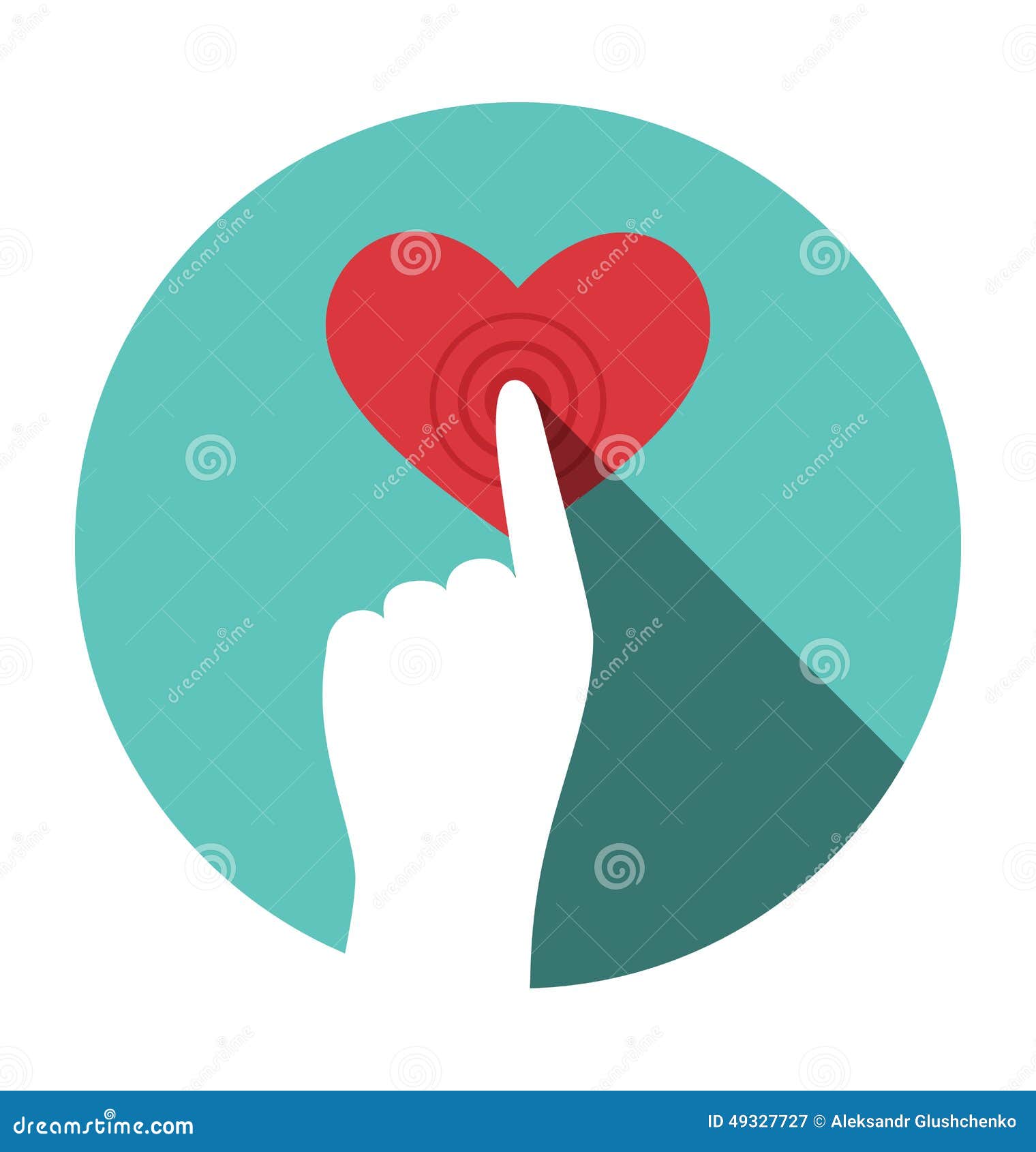 Icon with Hand Touching Heart Isolated on White Stock Vector ...