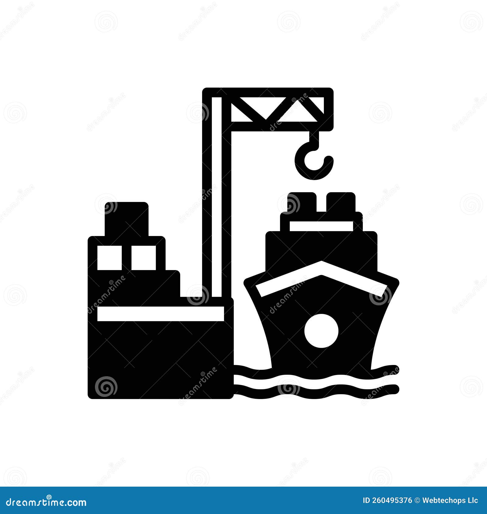 Black Solid Icon for Harbor, Port and Dockyard Stock Vector ...