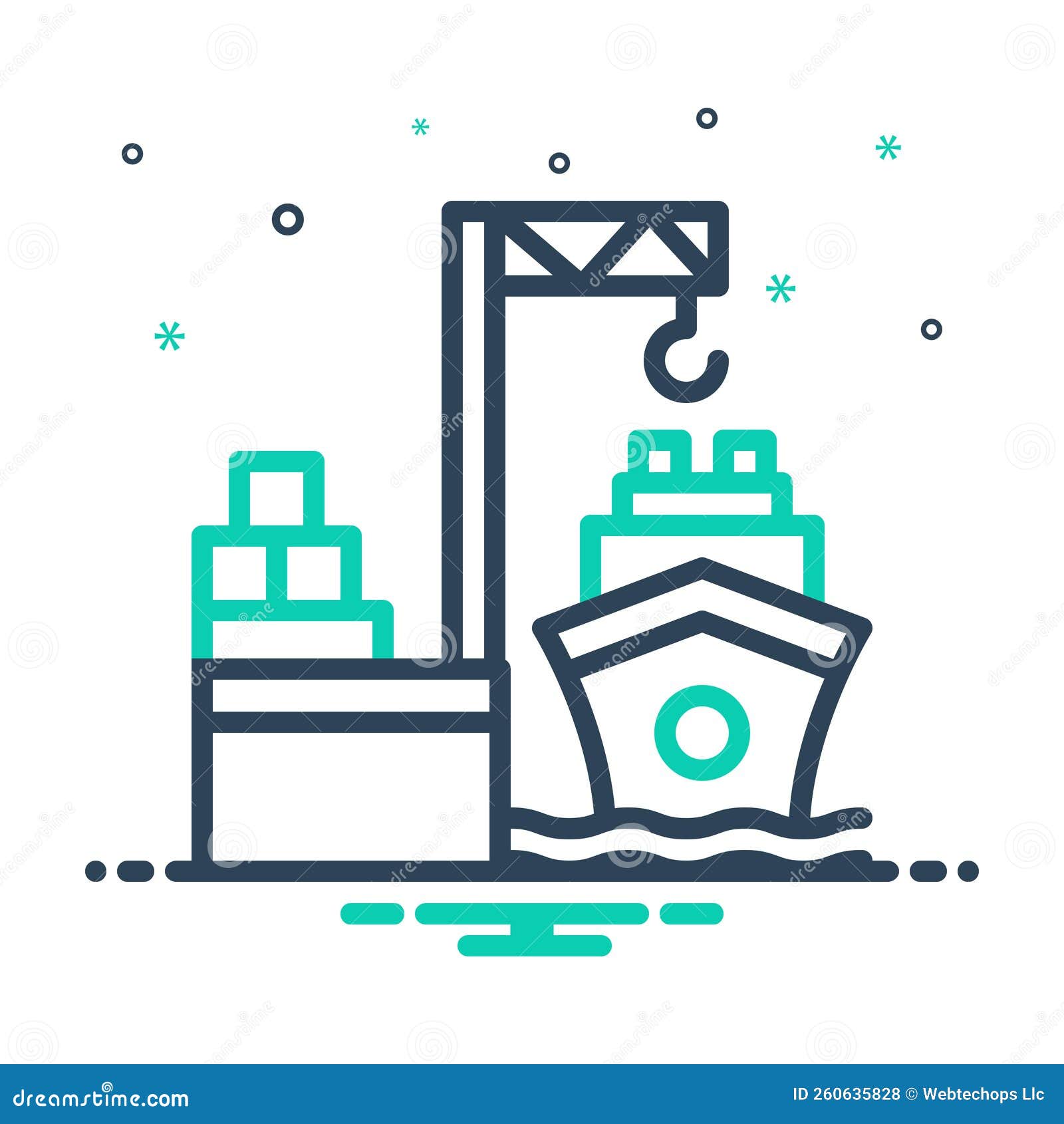Mix Icon for Harbor, Port and Dockyard Stock Vector - Illustration of ...