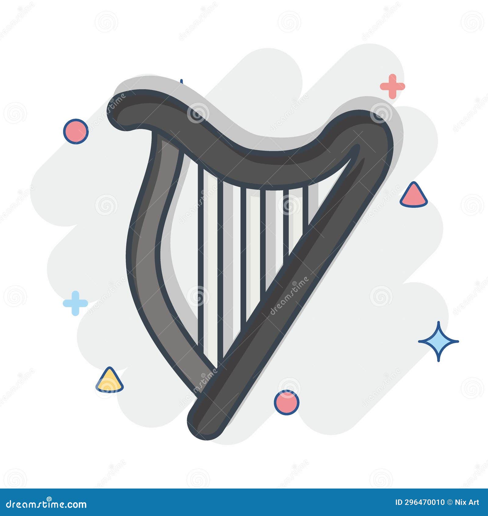 Icon Harp. Related To Celtic Symbol. Comic Style. Simple Design ...