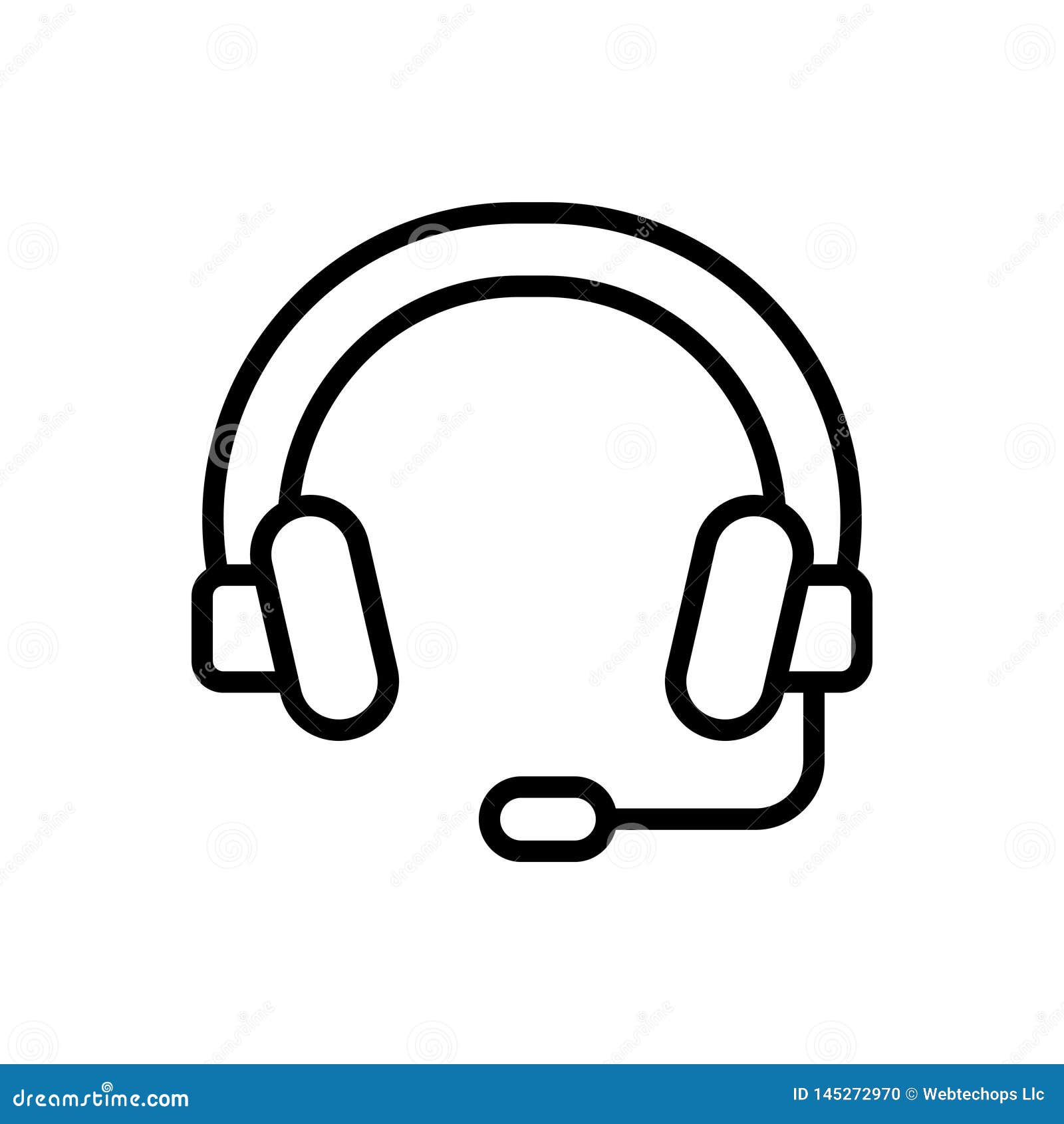 Black Line Icon for Headset, Headphone and Call Stock Vector ...