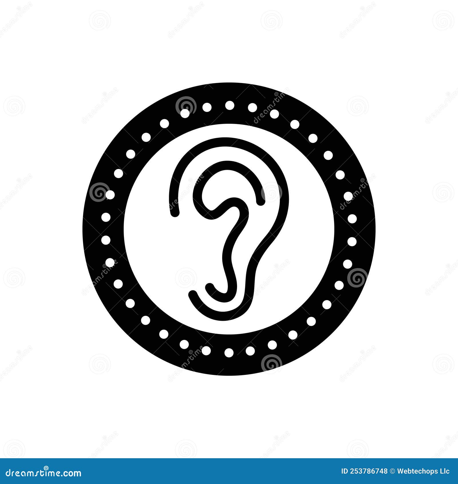 Black Solid Icon for Hear, Listen and Ear Stock Illustration ...