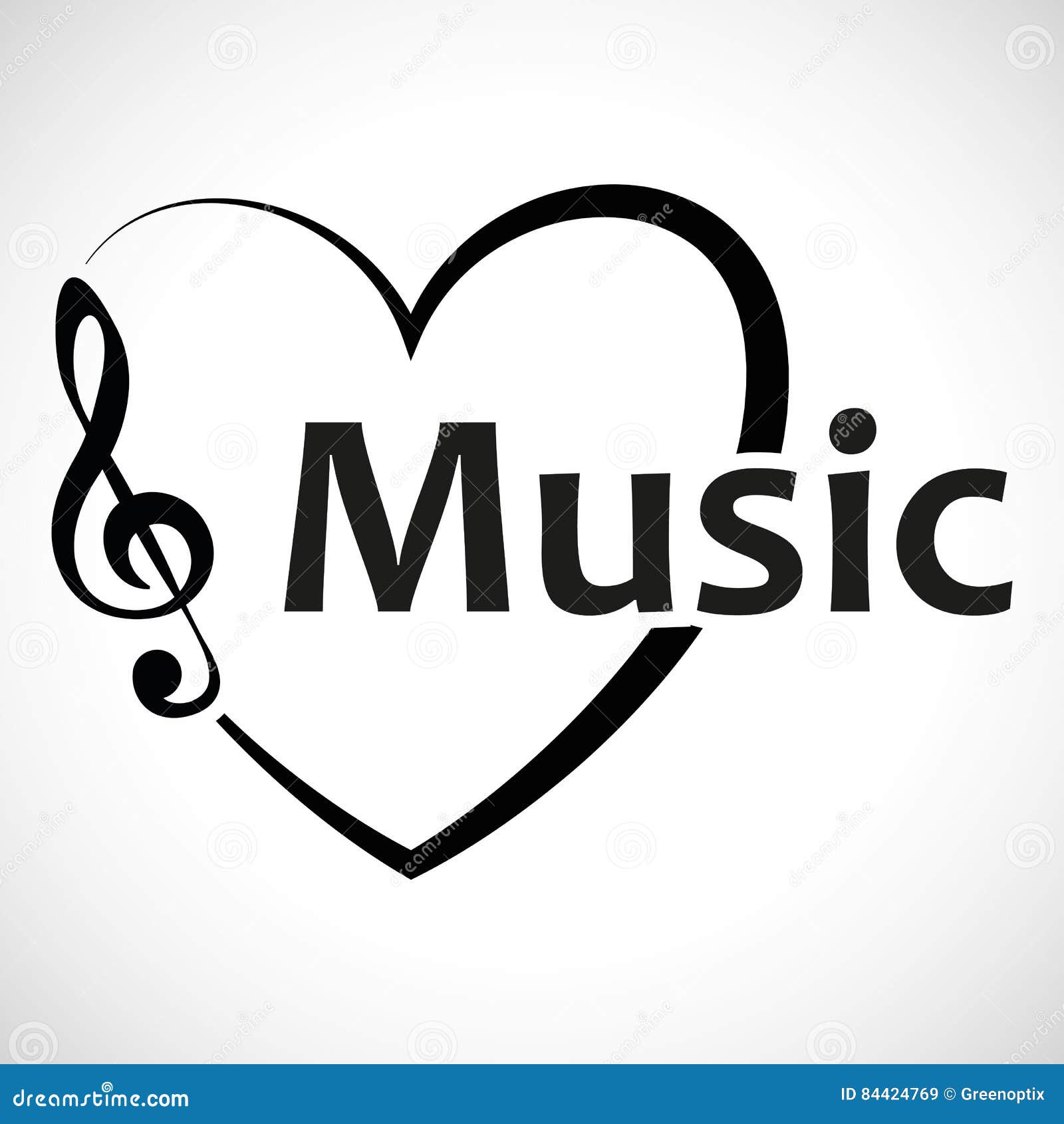 Icon Heart Music Notes stock vector. Illustration of logo - 84424769