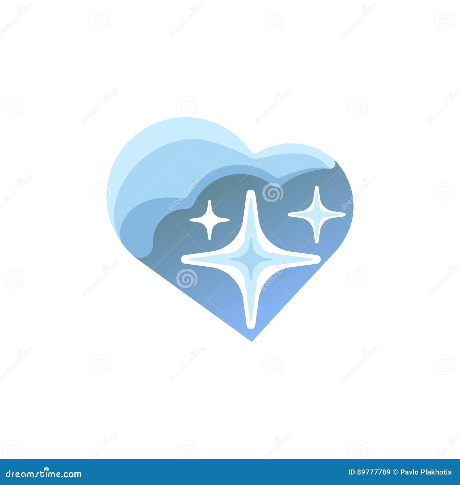 Icon with Heart and Stars. Vector Illustration or Template for Logo ...