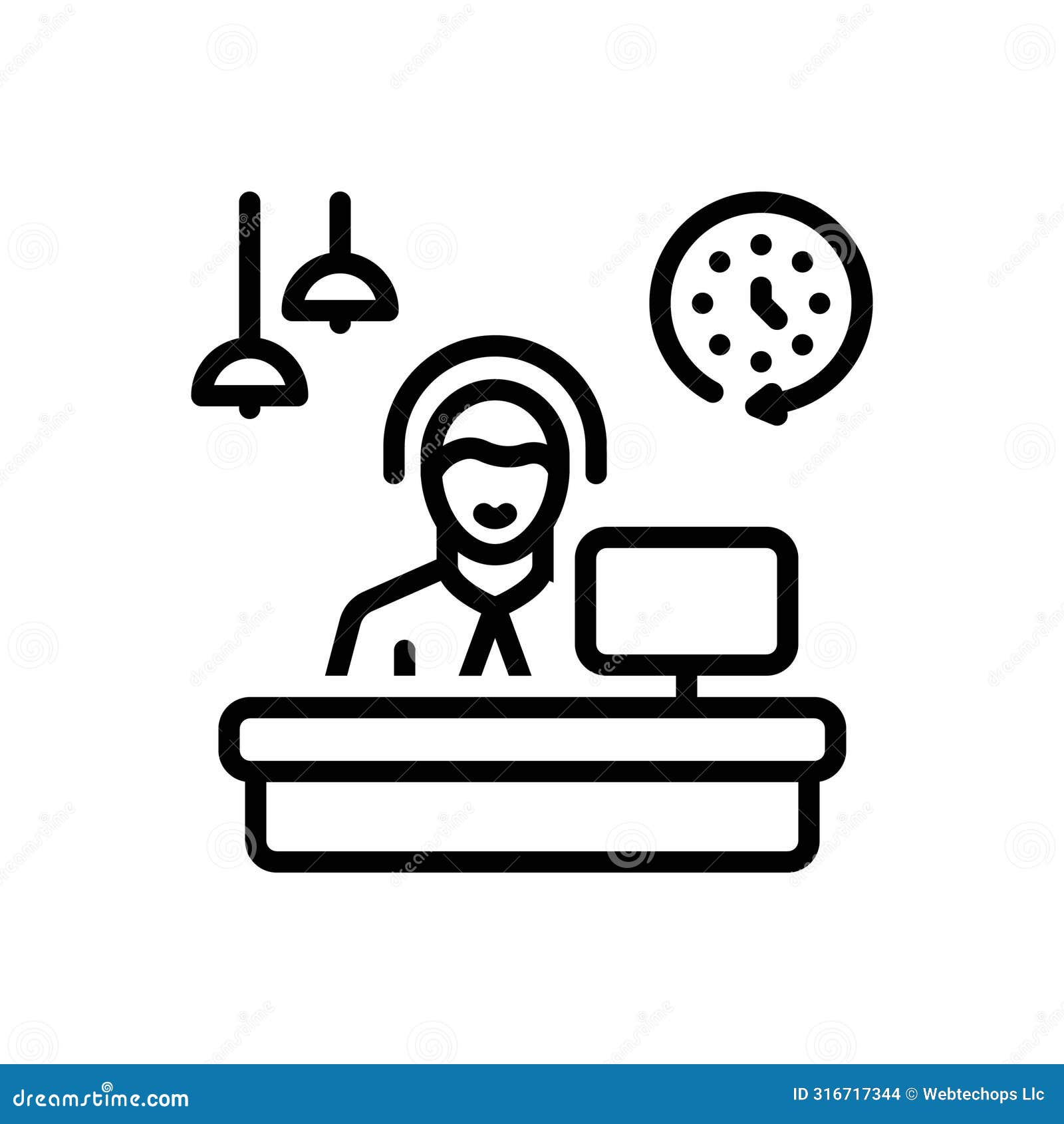 Black Line Icon for Helpdesk, Customer and Desk Stock Vector ...