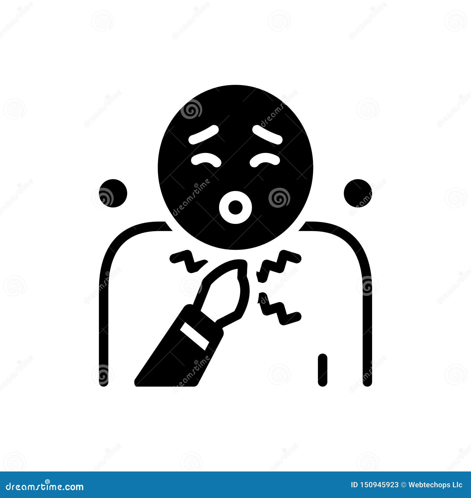 Black Solid Icon for Hiccup, Hiccough and Choke Stock Vector ...