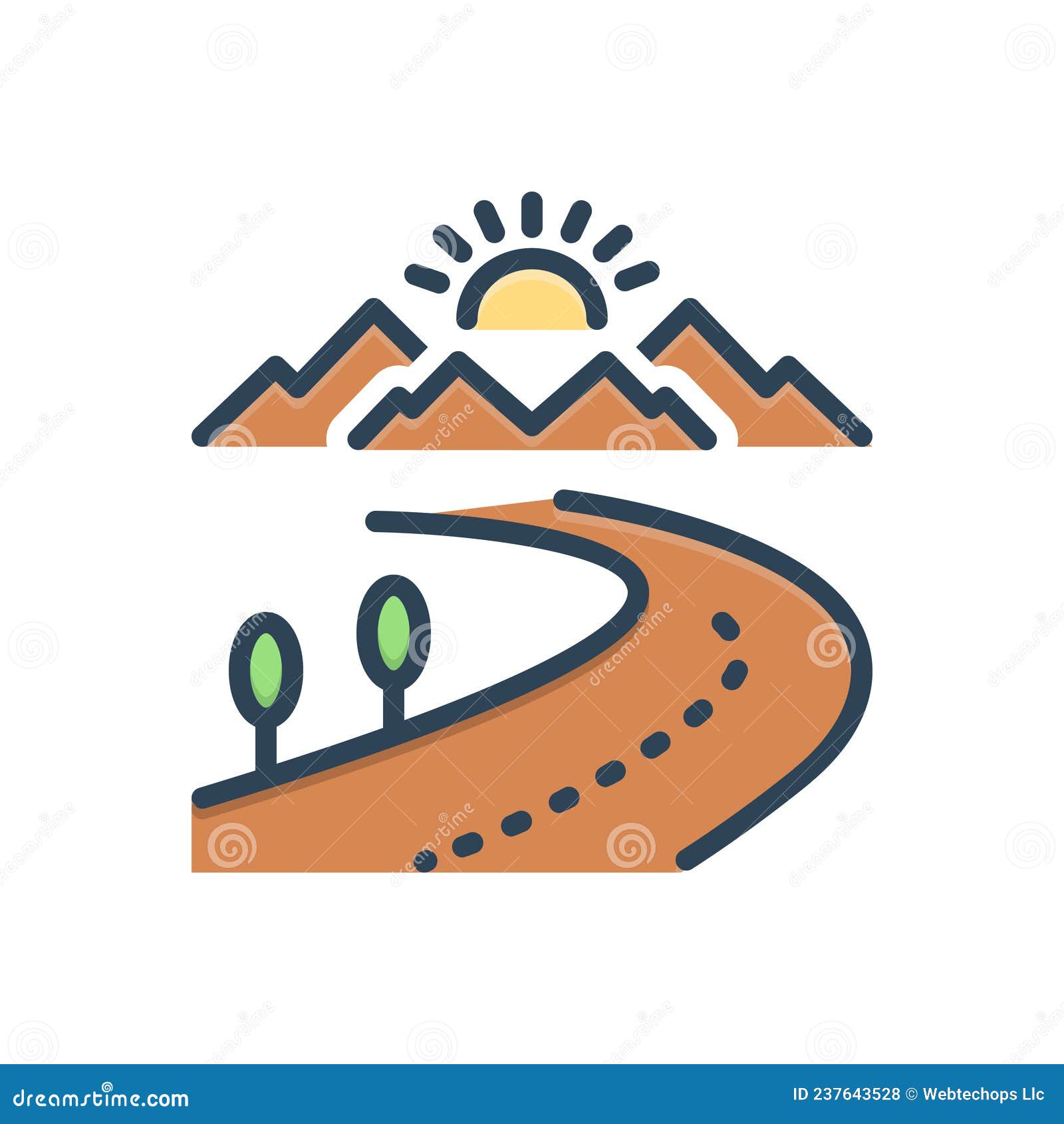 Color Illustration Icon for Highway, Tree and Forest Stock Illustration ...