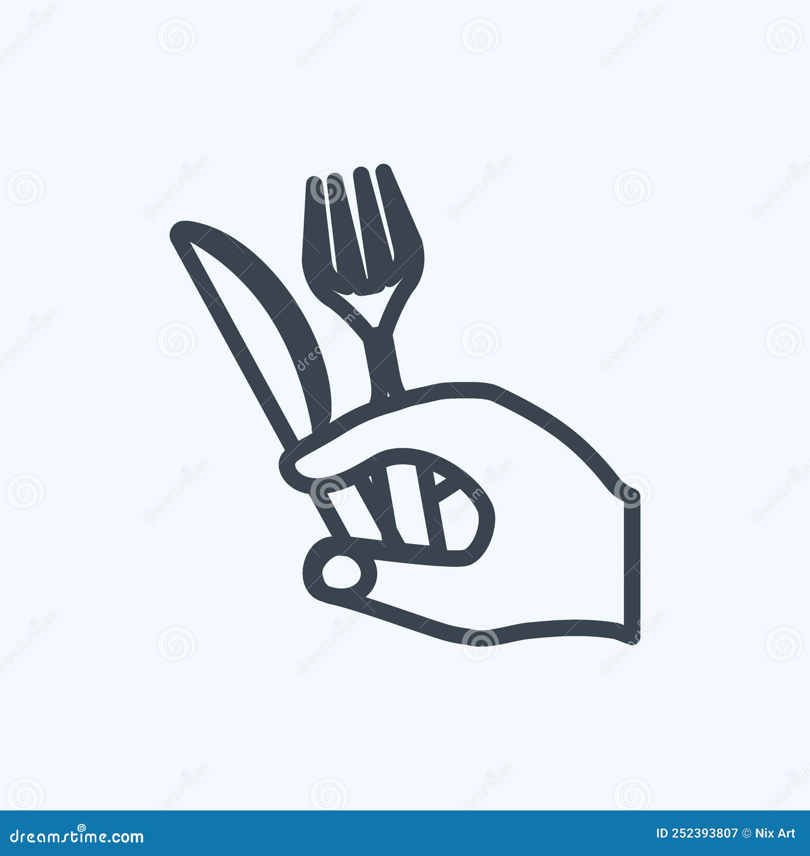 Icon Holding Fork and Knife. Suitable for Hand Actions Symbol. Line ...