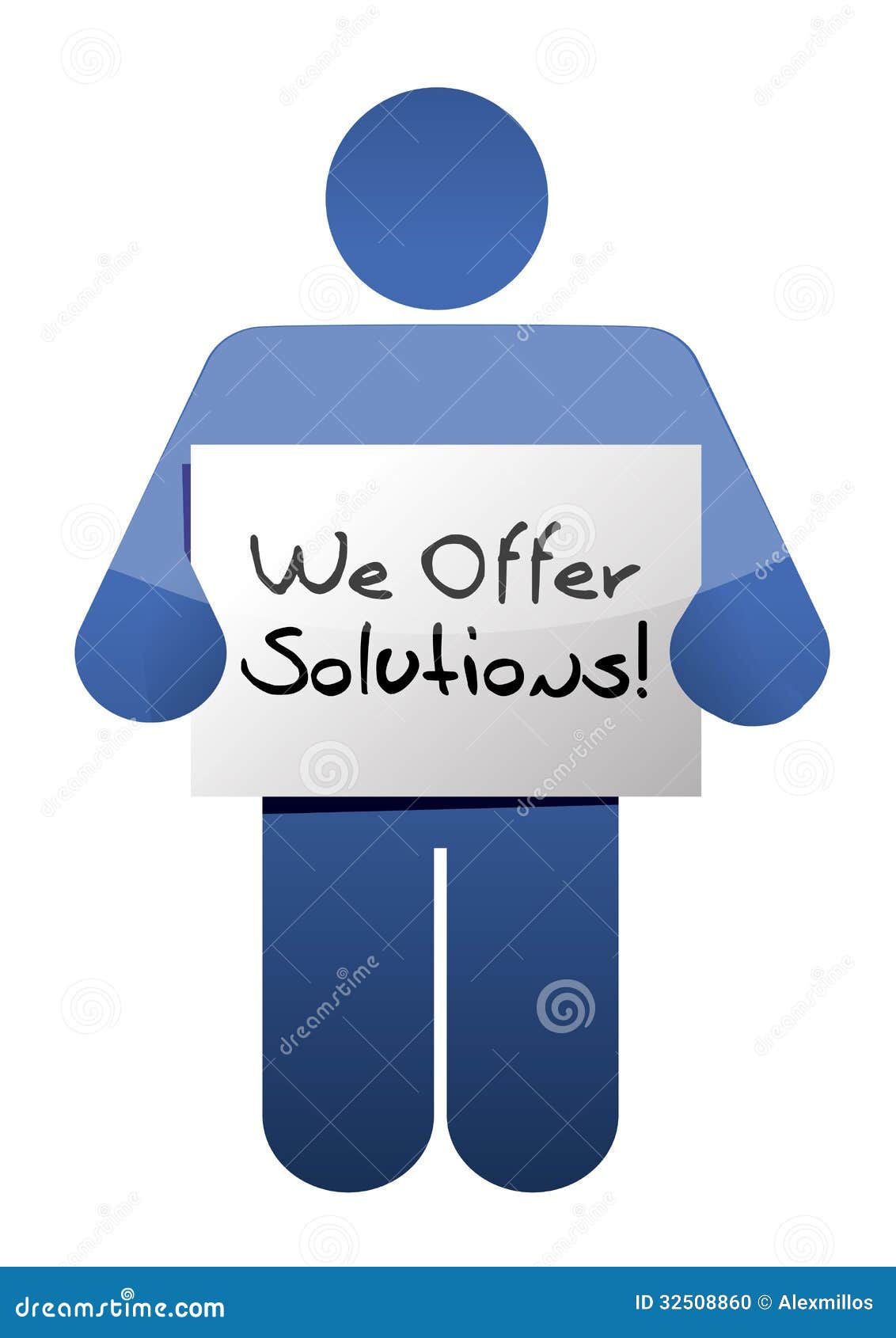 Icon Holding a we Offer Solutions Sign. Stock Illustration ...