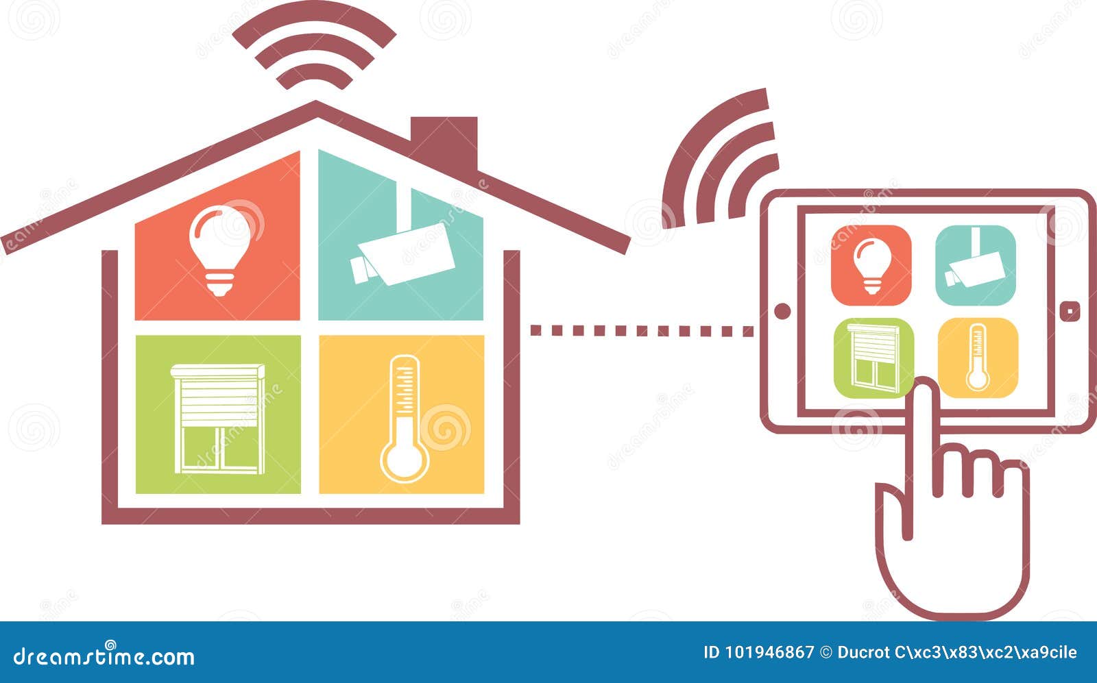Icon of Home Automation or Connected House Stock Vector - Illustration ...
