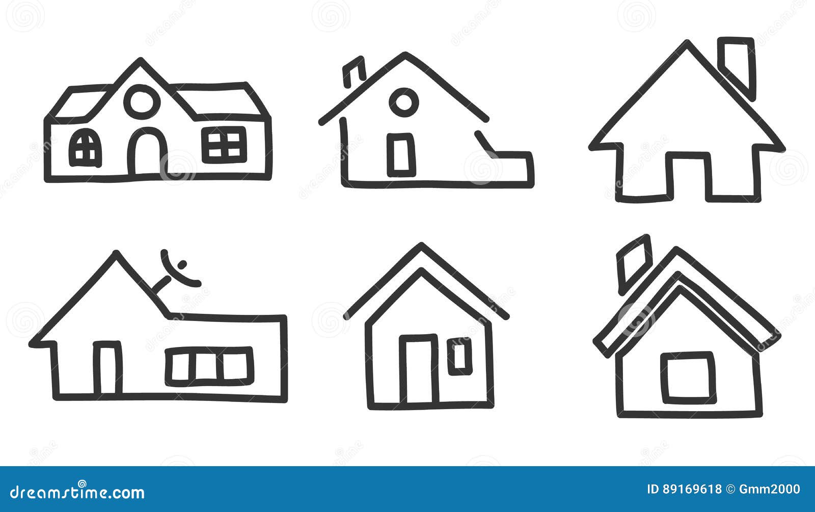 Icon Home Hand Drawn Set Art Illustration Stock Illustration ...