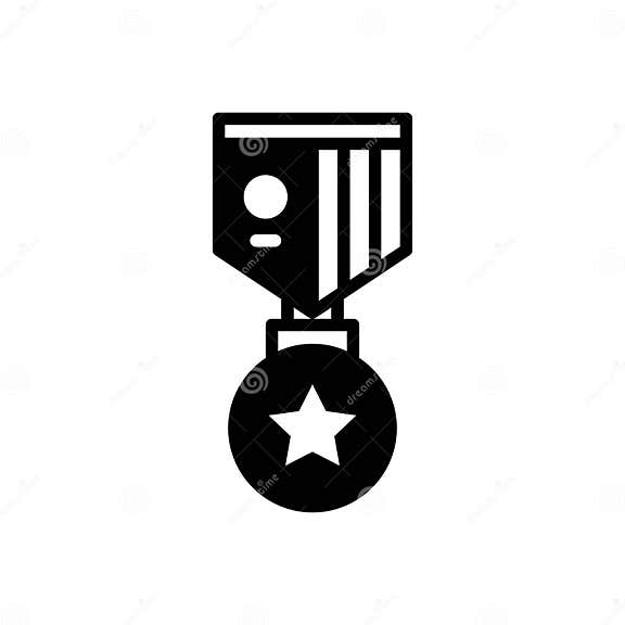 Black Solid Icon for Honor, Reward and Medal Stock Illustration ...