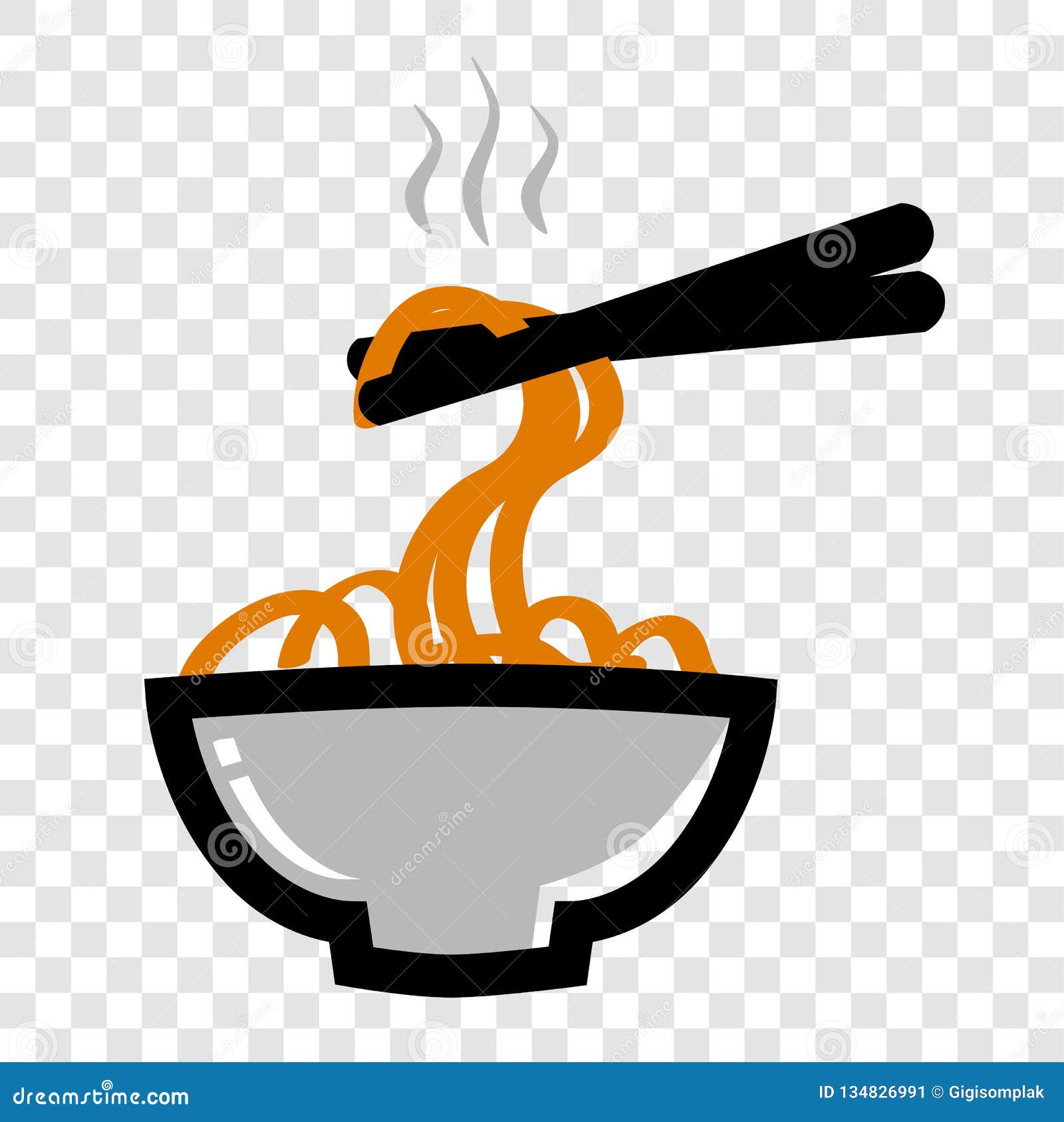 Icon, a Hot Noodle and Chopstcik at a Bowl Isolated on White Stock ...