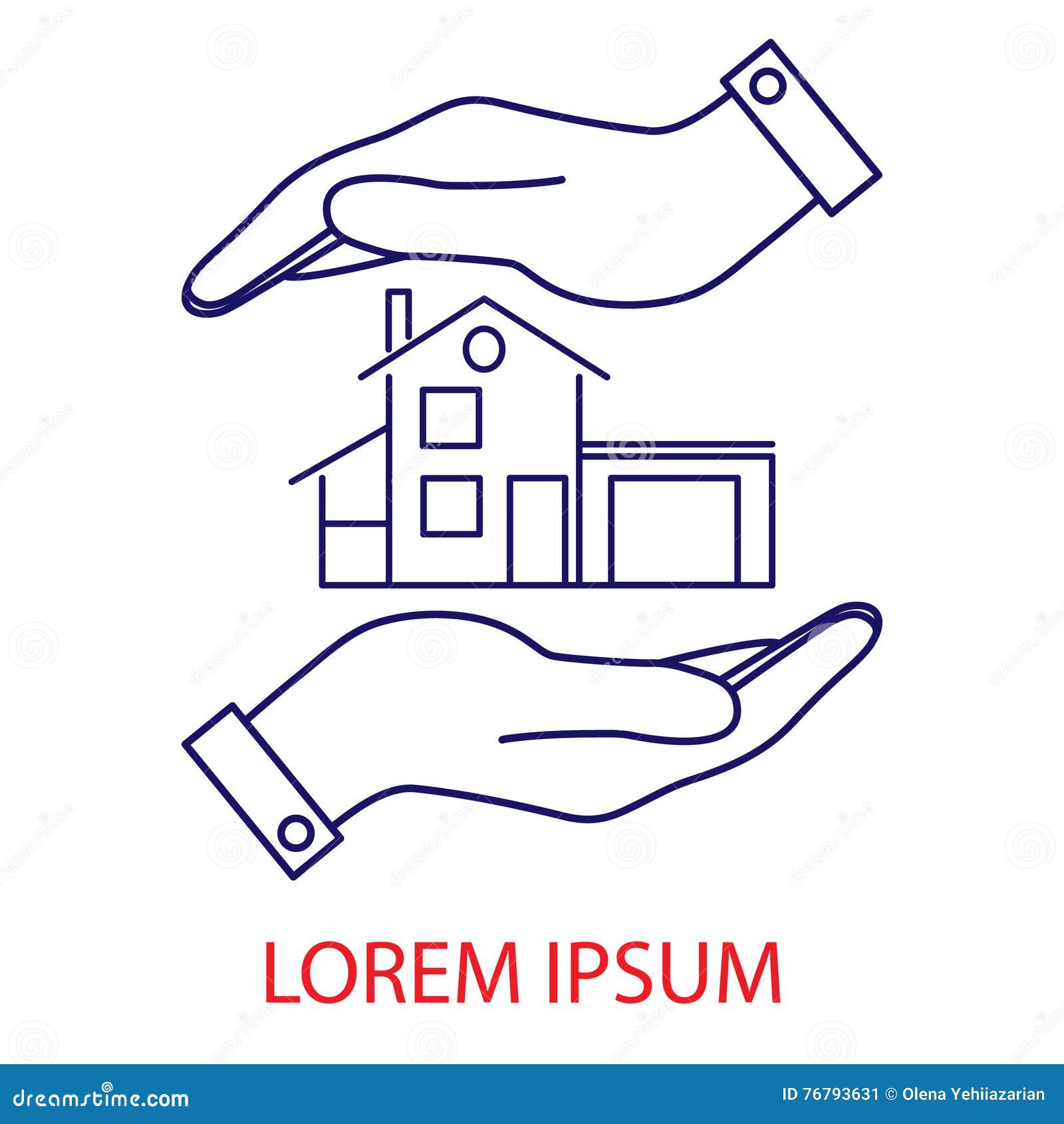 Icon house in hands stock vector. Illustration of estate - 76793631