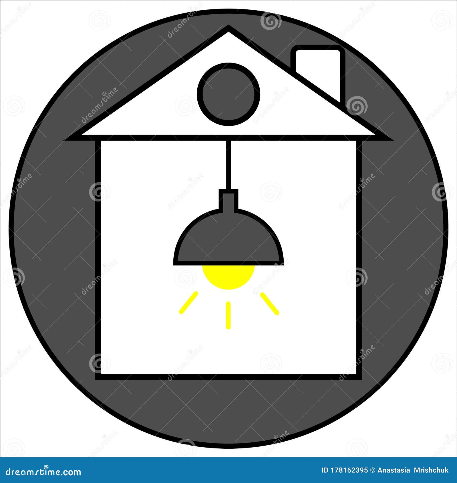 Icon of House in Which There is Light on a White Background. Vector ...