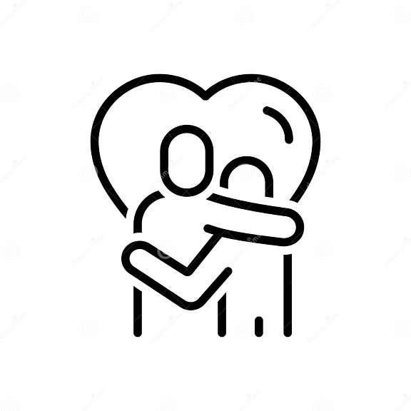 Black Line Icon for Hug, Partner and Lover Stock Illustration ...