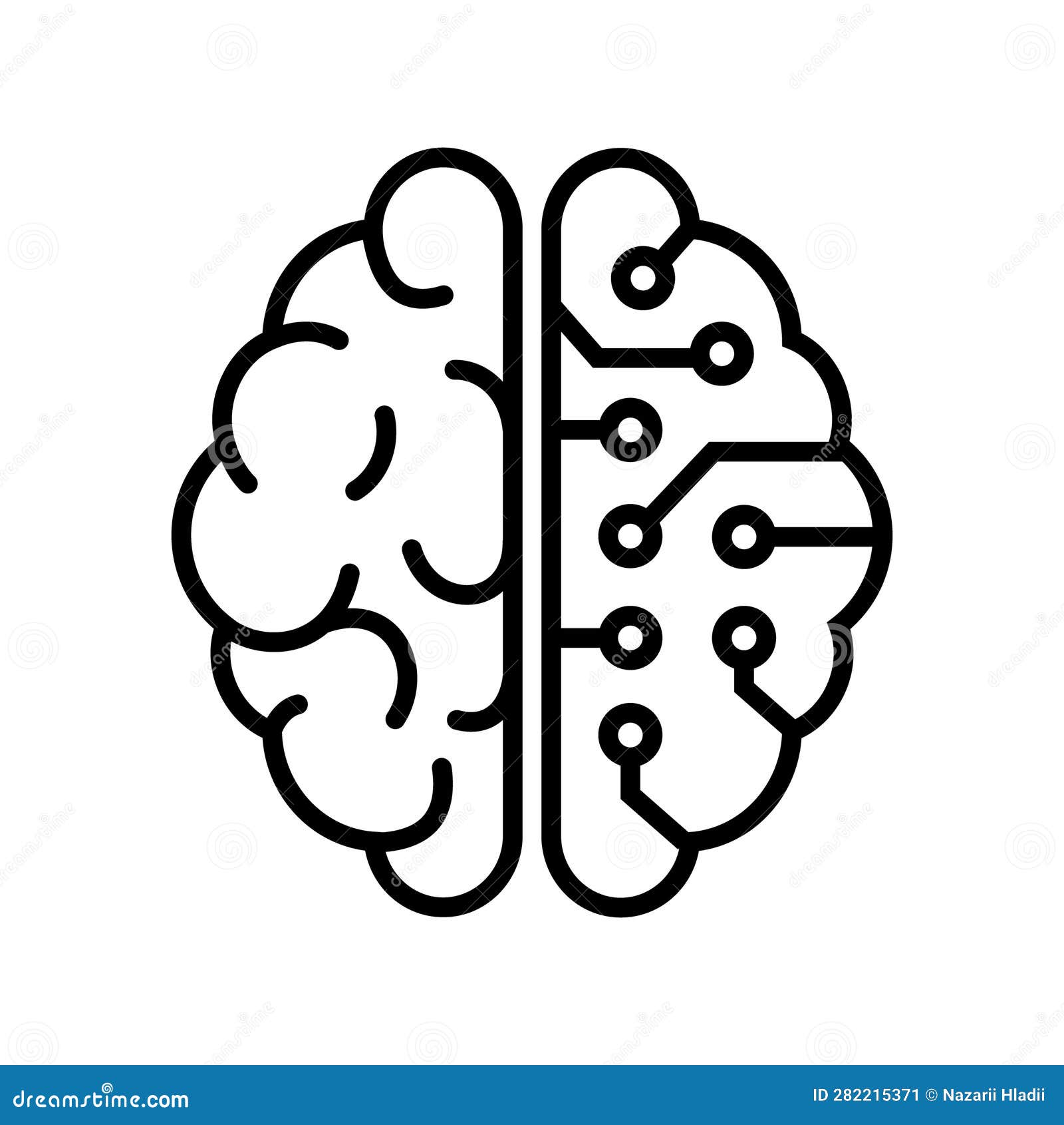 Icon of the Human Brain and Cyber Brain. Stock Vector - Illustration of ...