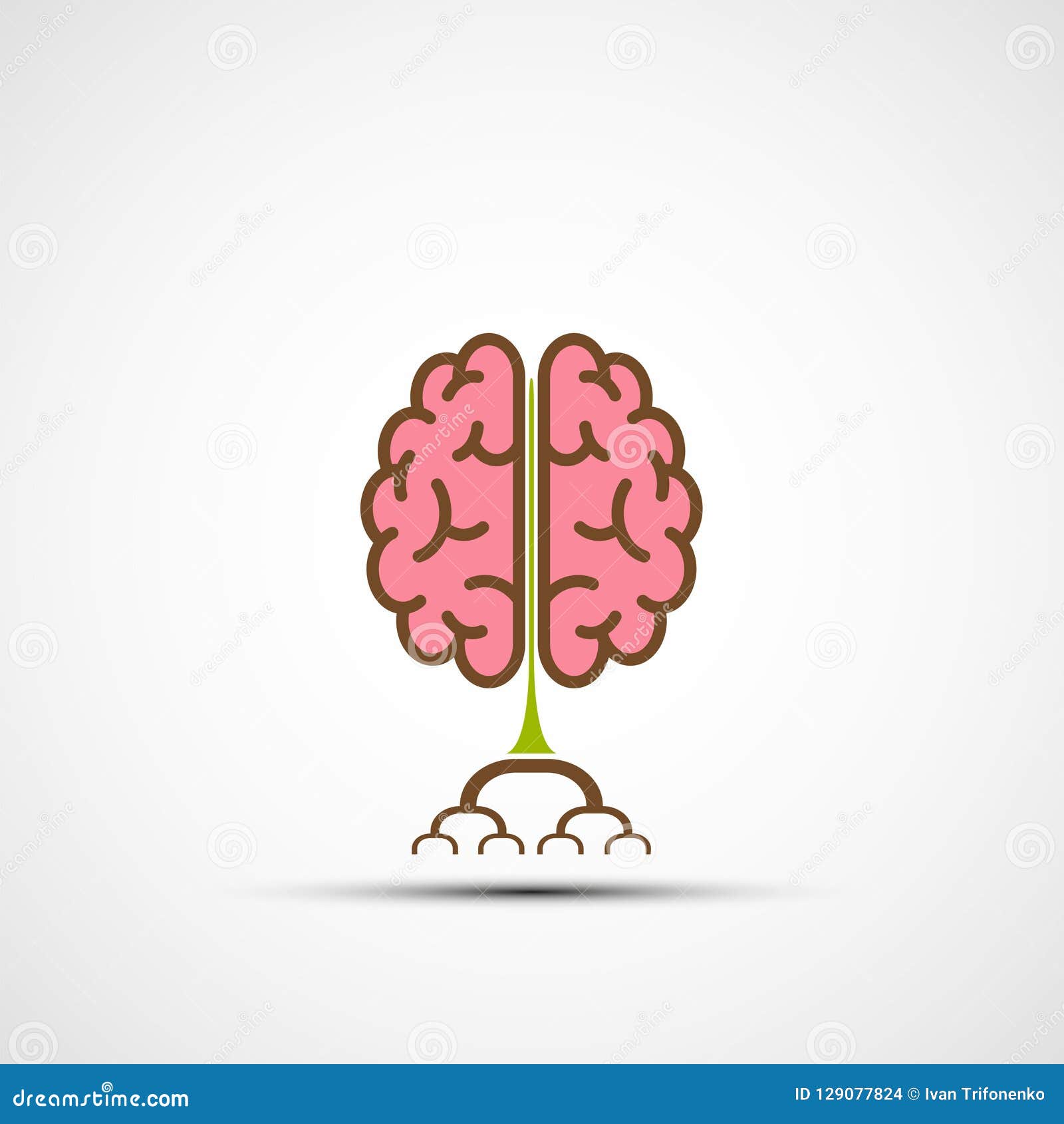 Icon Human Brain Like a Tree with Roots. Logo of Creative Ideas Stock ...