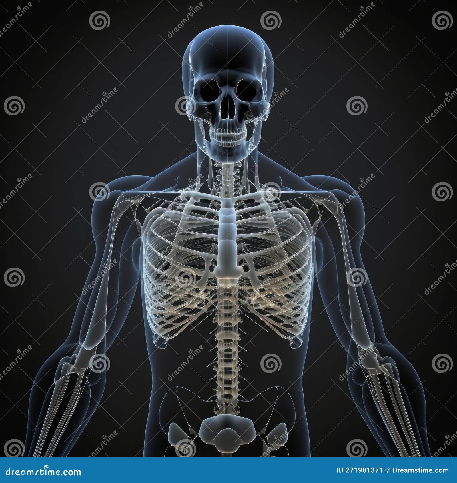 Icon Image of Human Transparent Upper Body with Bones Generative AI ...