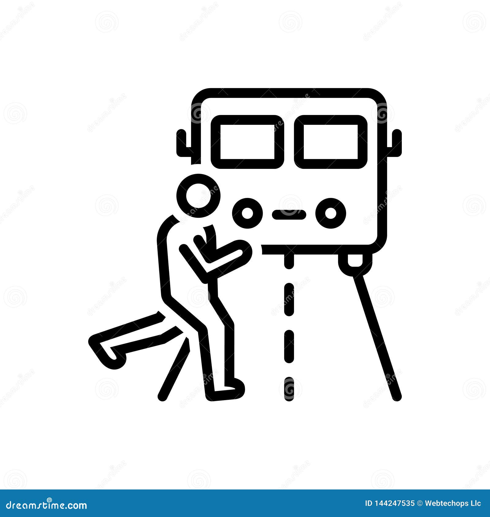 Black Line Icon for Impediment, Obstacle and Person Stock Illustration ...