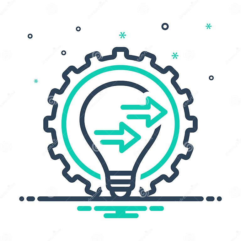 Mix Icon for Implementation, Cogwheel and Develop Stock Vector - Illustration of logotype ...