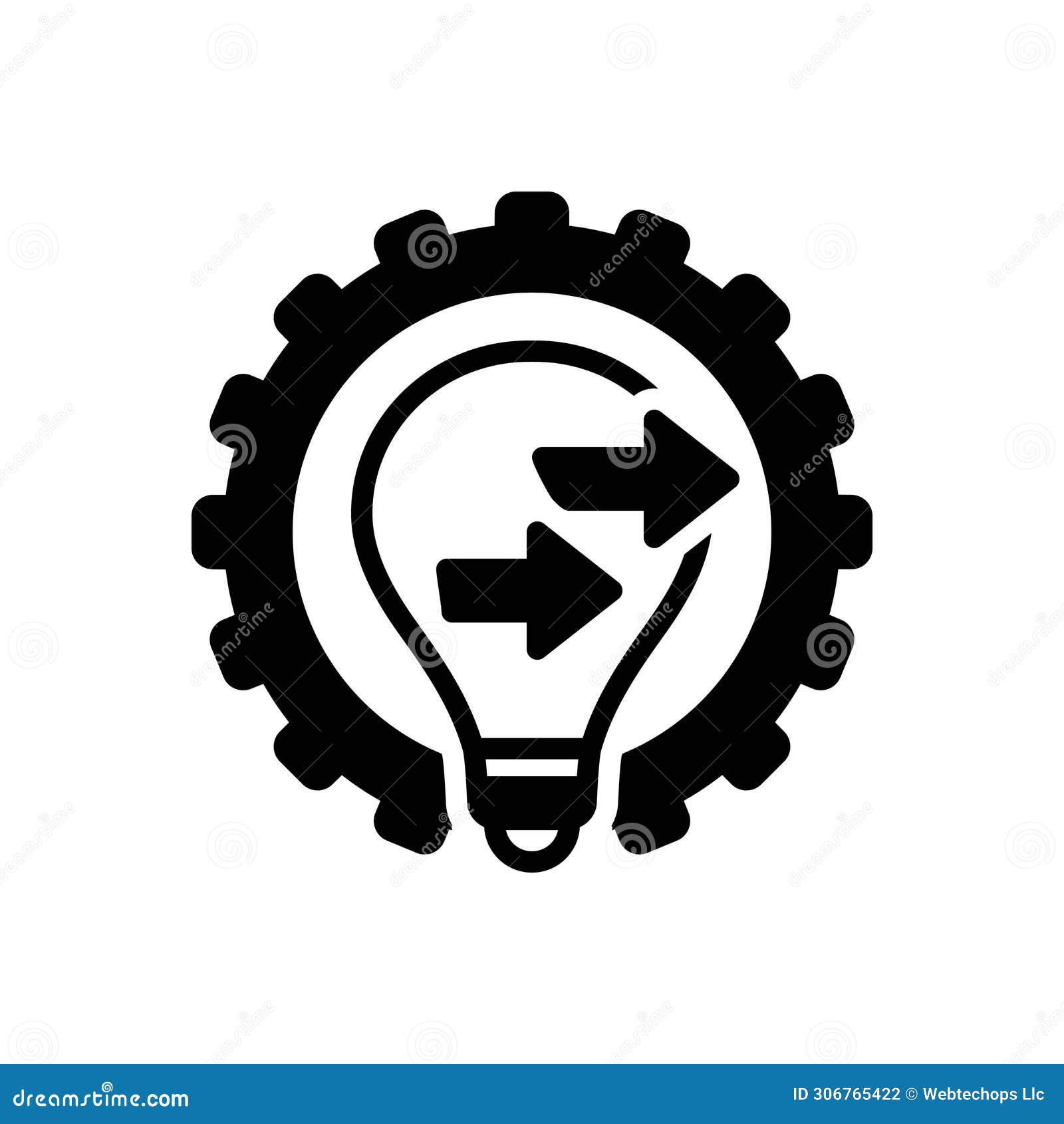 Black Solid Icon for Implementation, Cogwheel and Idea Stock Illustration - Illustration of ...