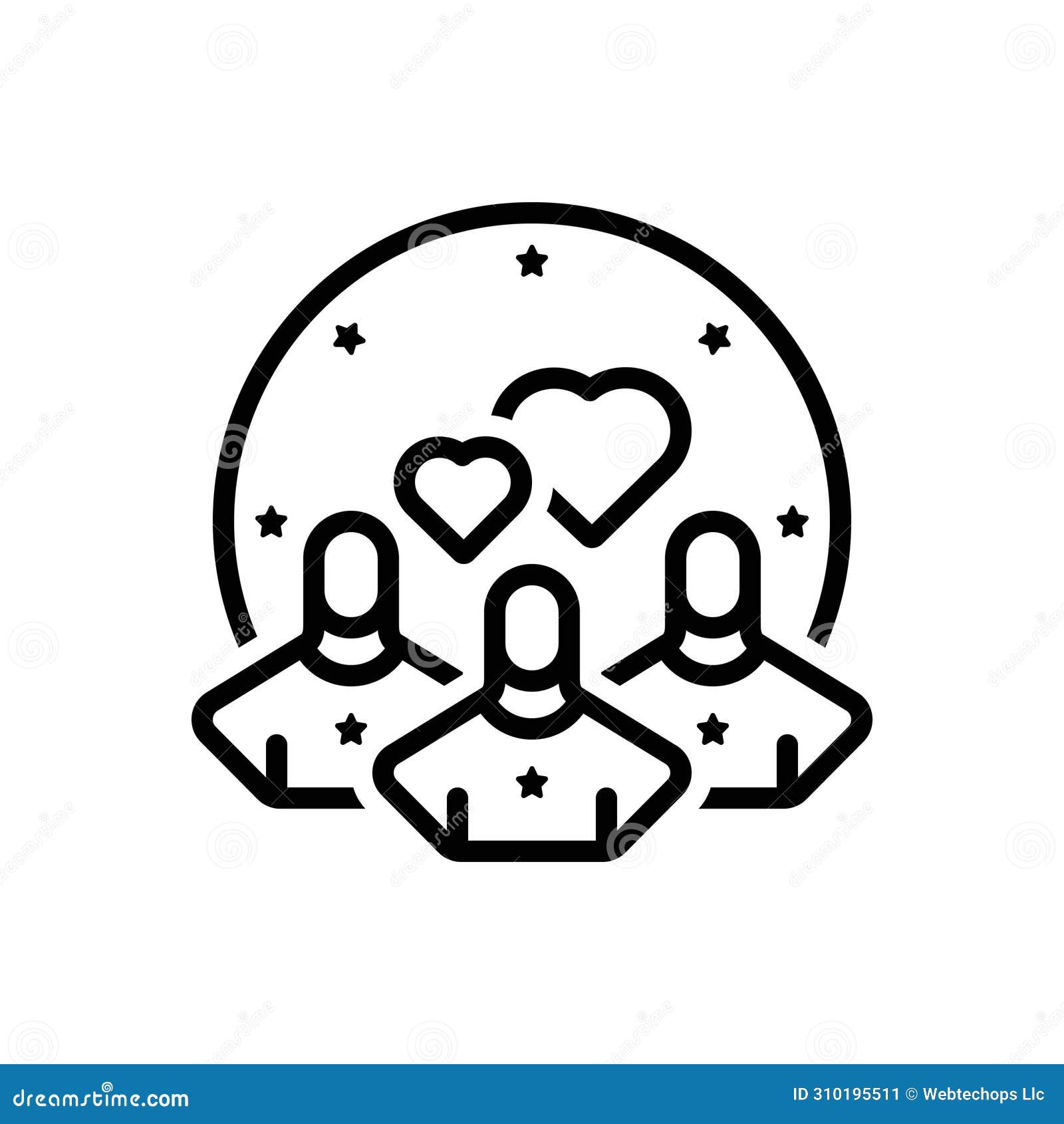 Black Line Icon for Inclusion, Relationship and Teamwork Stock Vector ...