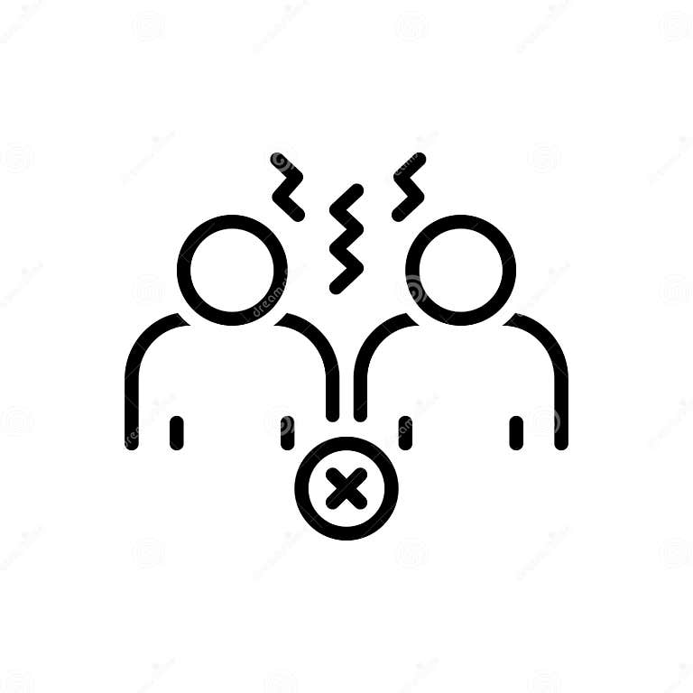 Black Line Icon for Incompatible, Inconsistent and Contradictory Stock ...