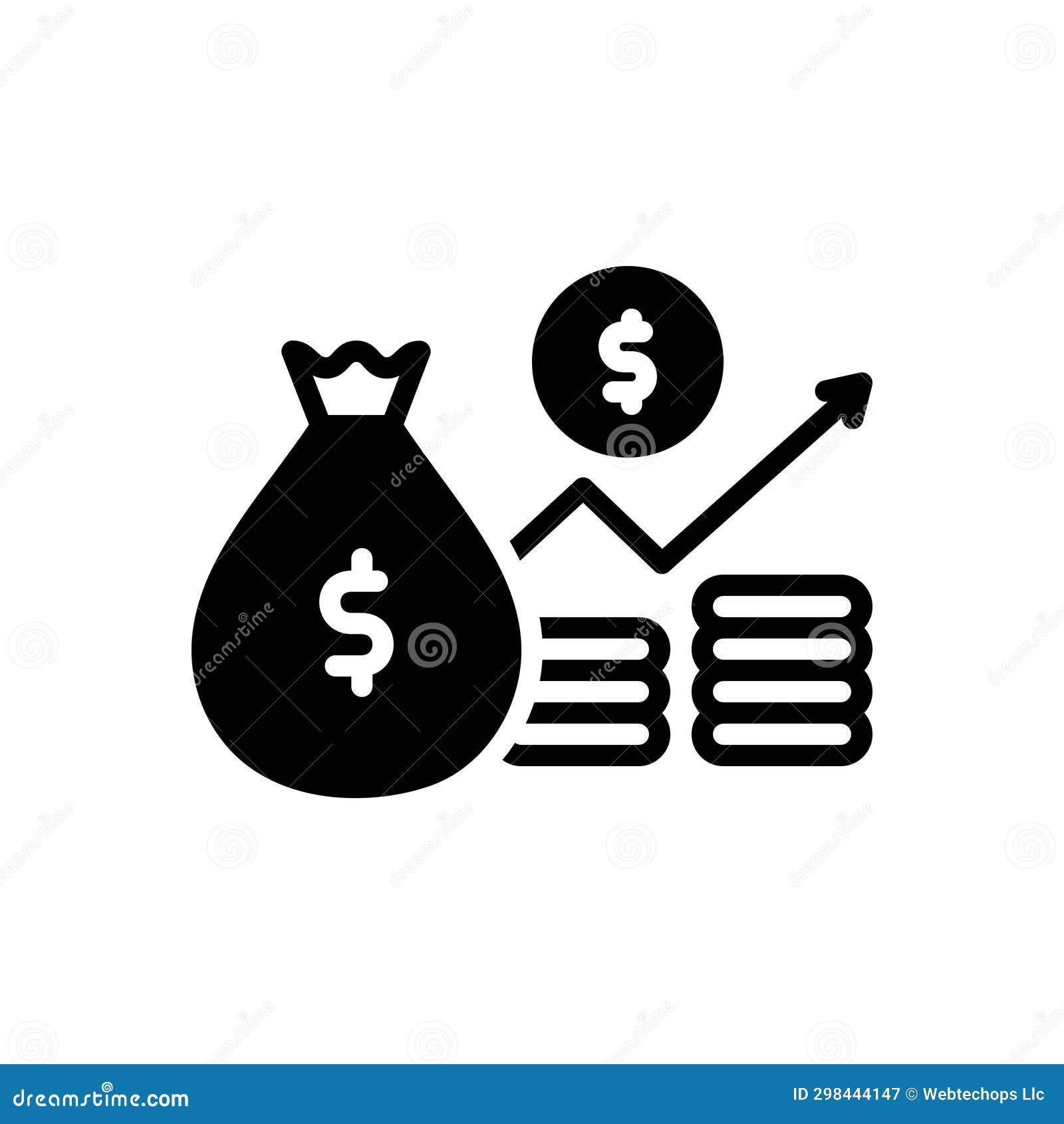 Black Solid Icon for Inflation, Money Bag and Profit Stock Vector ...