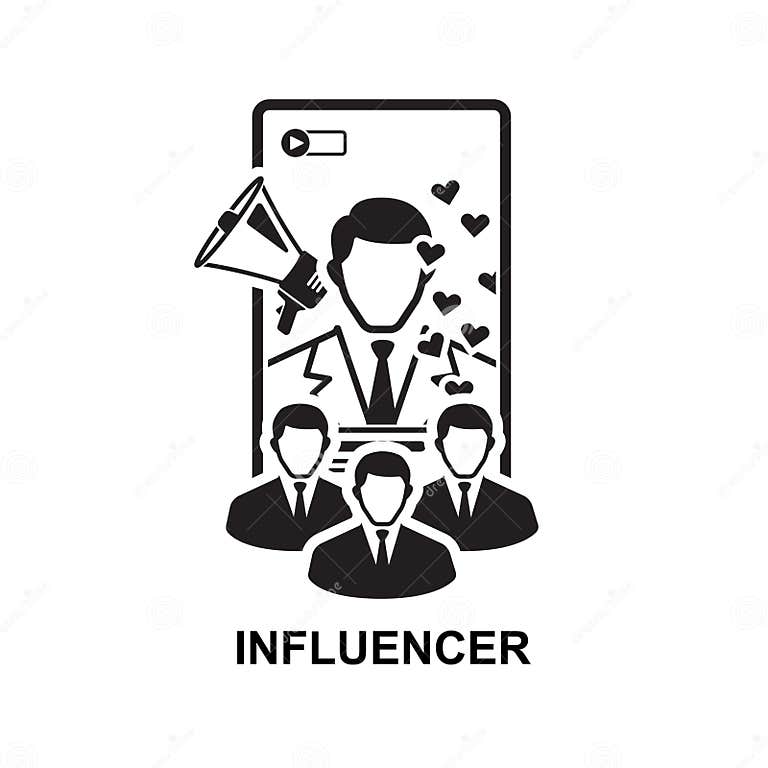 Influencer Icon. the Black Influencer Symbol Isolated on Background ...