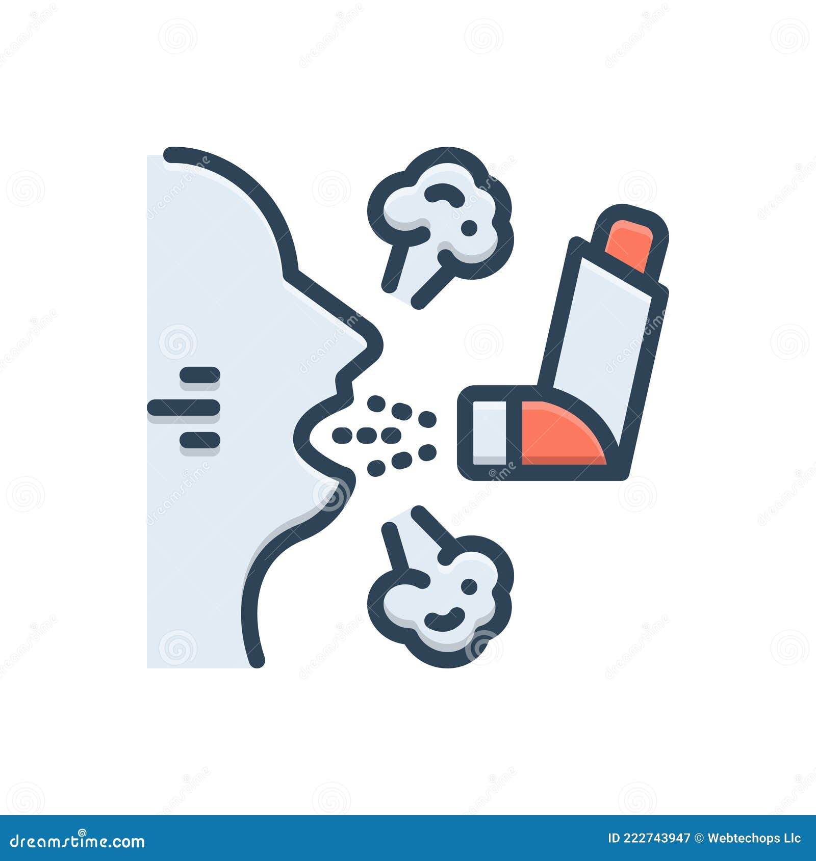 Color Illustration Icon for Inhalation, Breathing and Respiration Stock ...