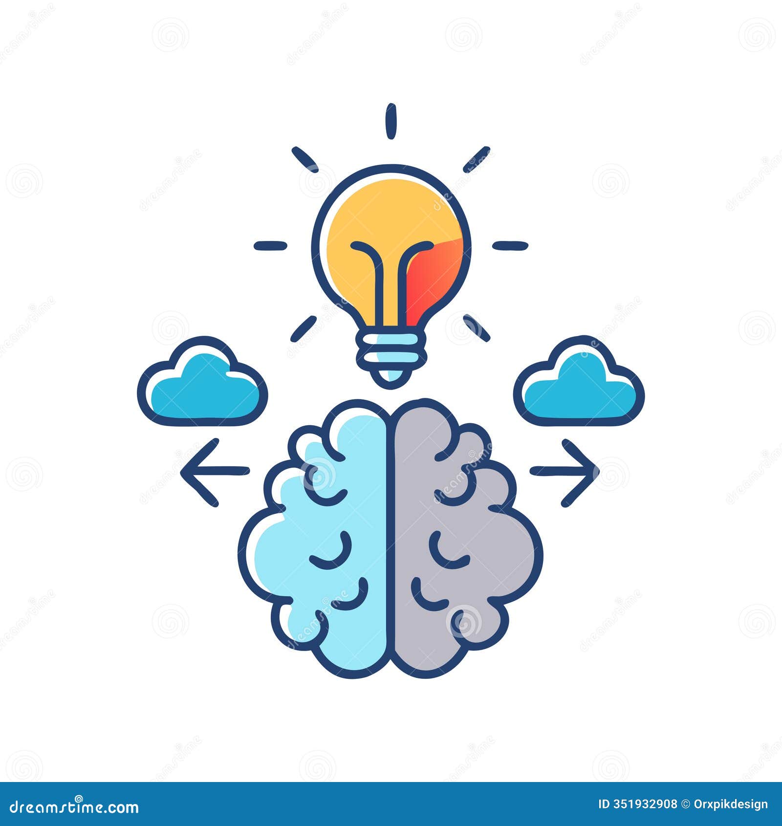 INNOVATIVE IDEAS IN HUMAN MIND SIGN AND SYMBOL, BLACK AND WHITE STOCK ...