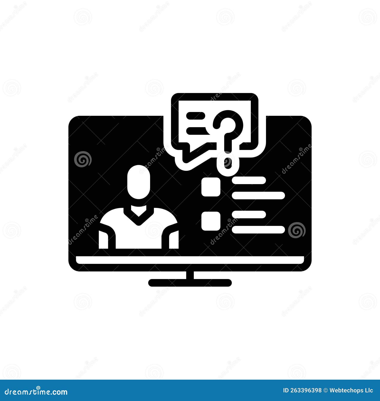 Black Solid Icon for Inquiries, Investigation and Monitor Stock Vector ...