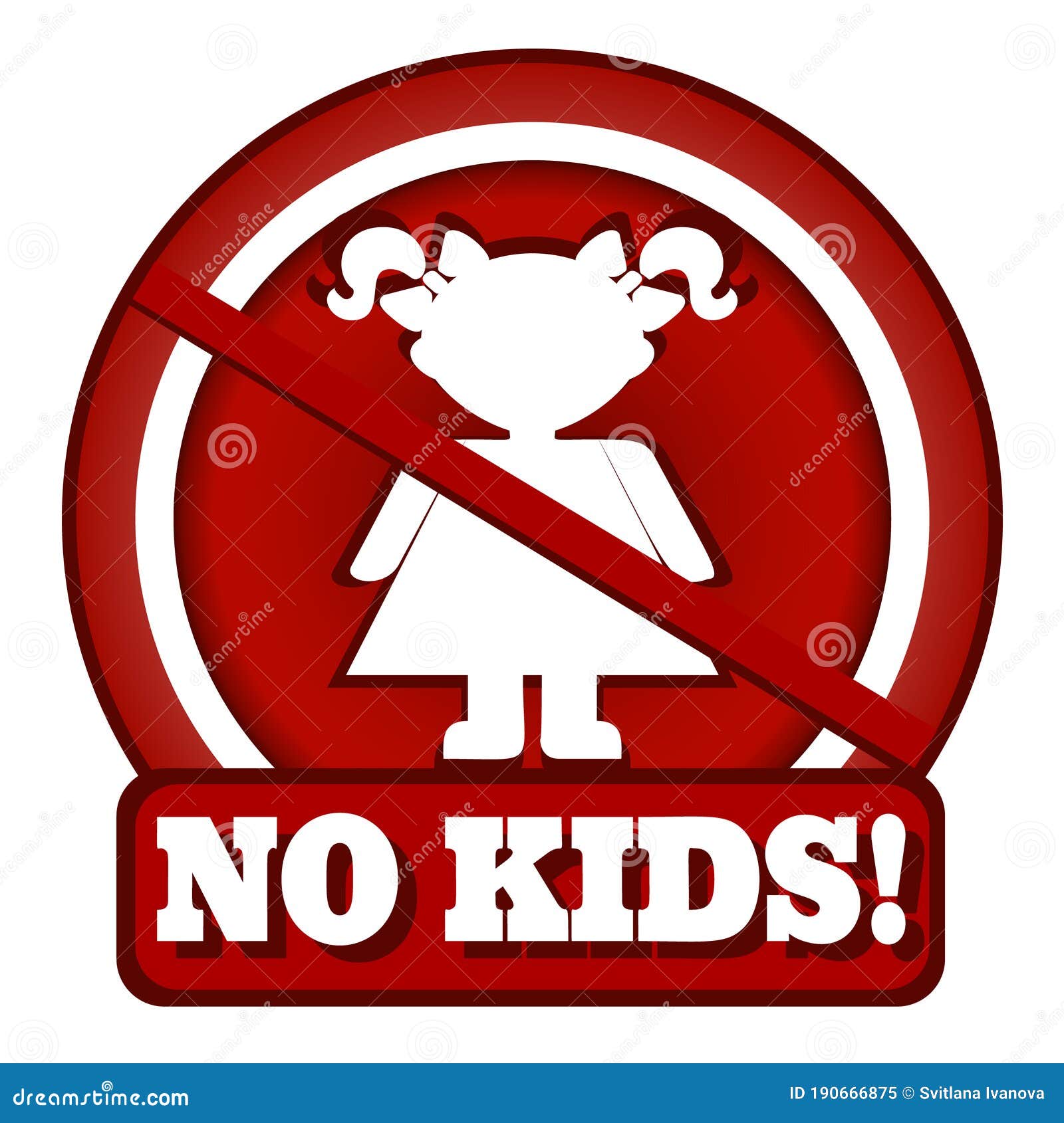 Icon with Inscription No Kids. Vector Illustration Stock Illustration ...