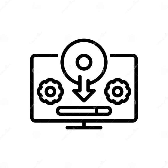 Black Line Icon for Install, Upgrade and Update Stock Vector ...