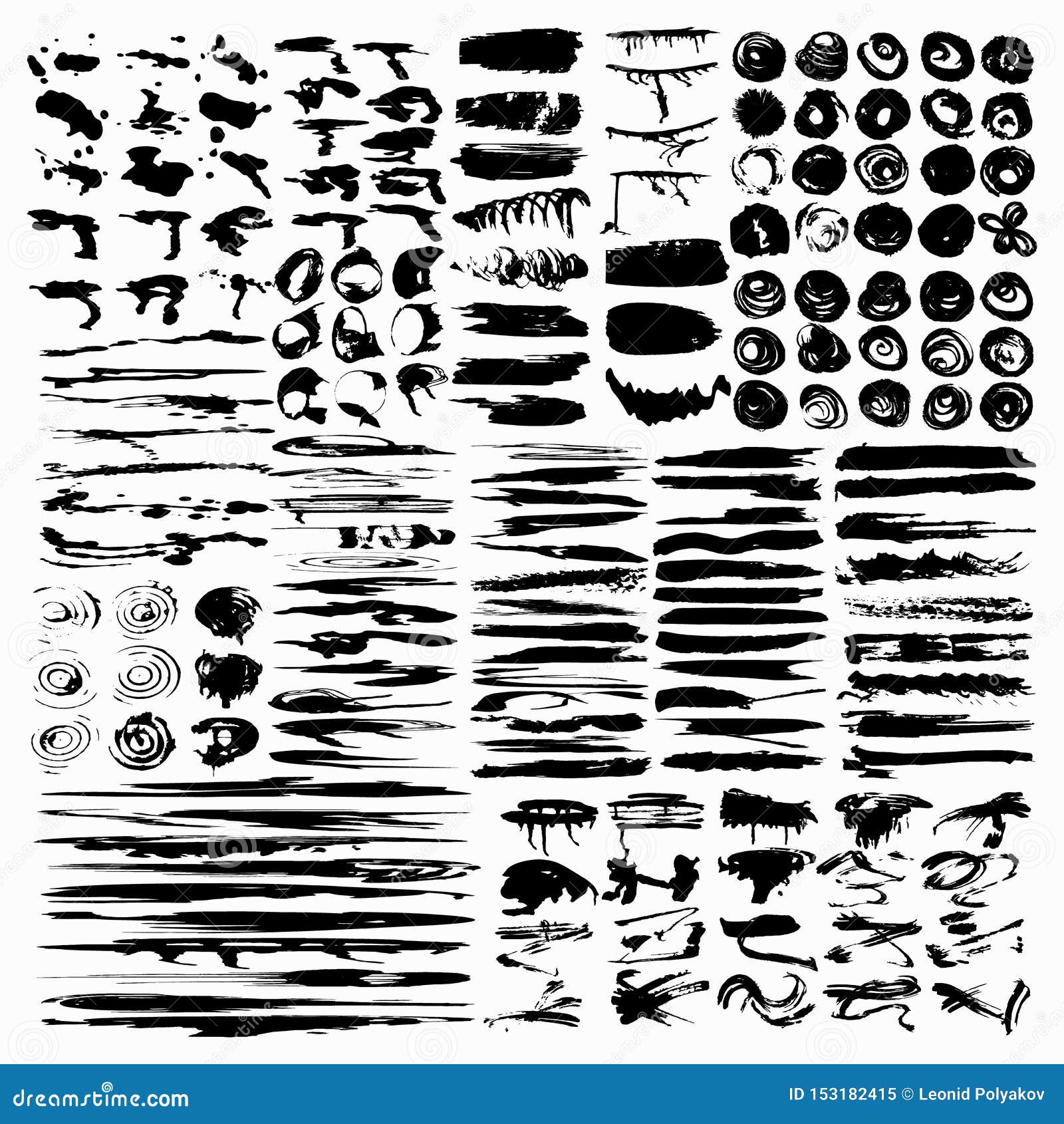 Icon of Isolated Ink Spots and Lines. Flat Abstract Symbols Compilation ...