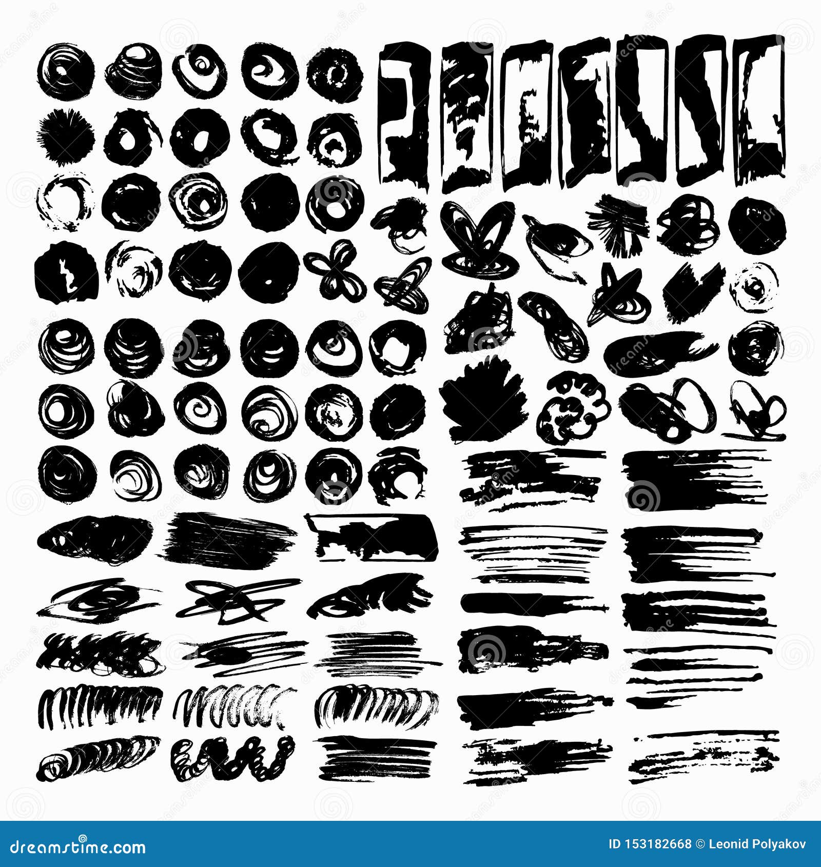 Icon of Isolated Ink Spots and Lines. Flat Abstract Symbols Compilation ...